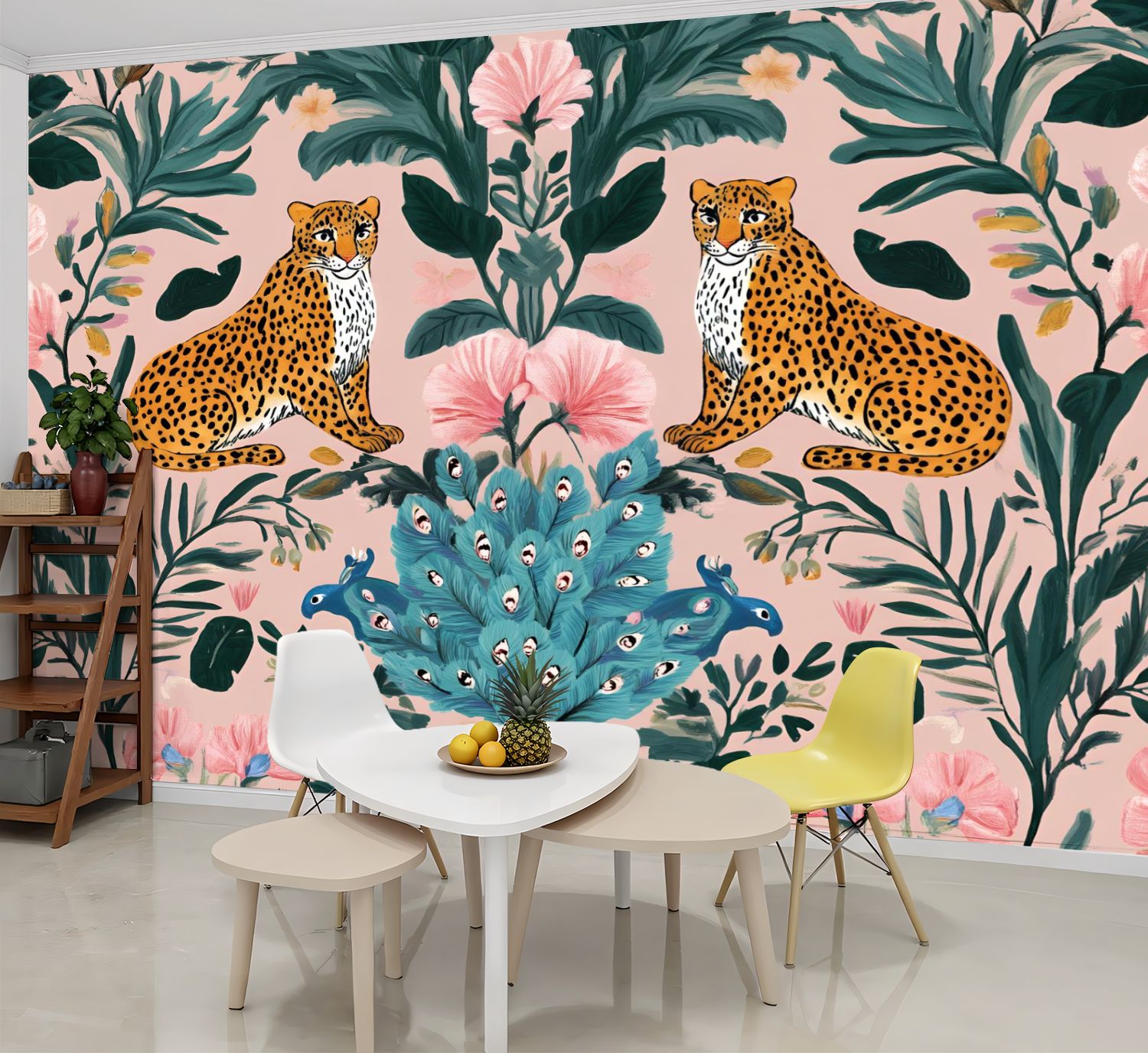 Peel and Stick Wallpaper Wall Murals Leopard Jungle Animal Boho Leaf ...