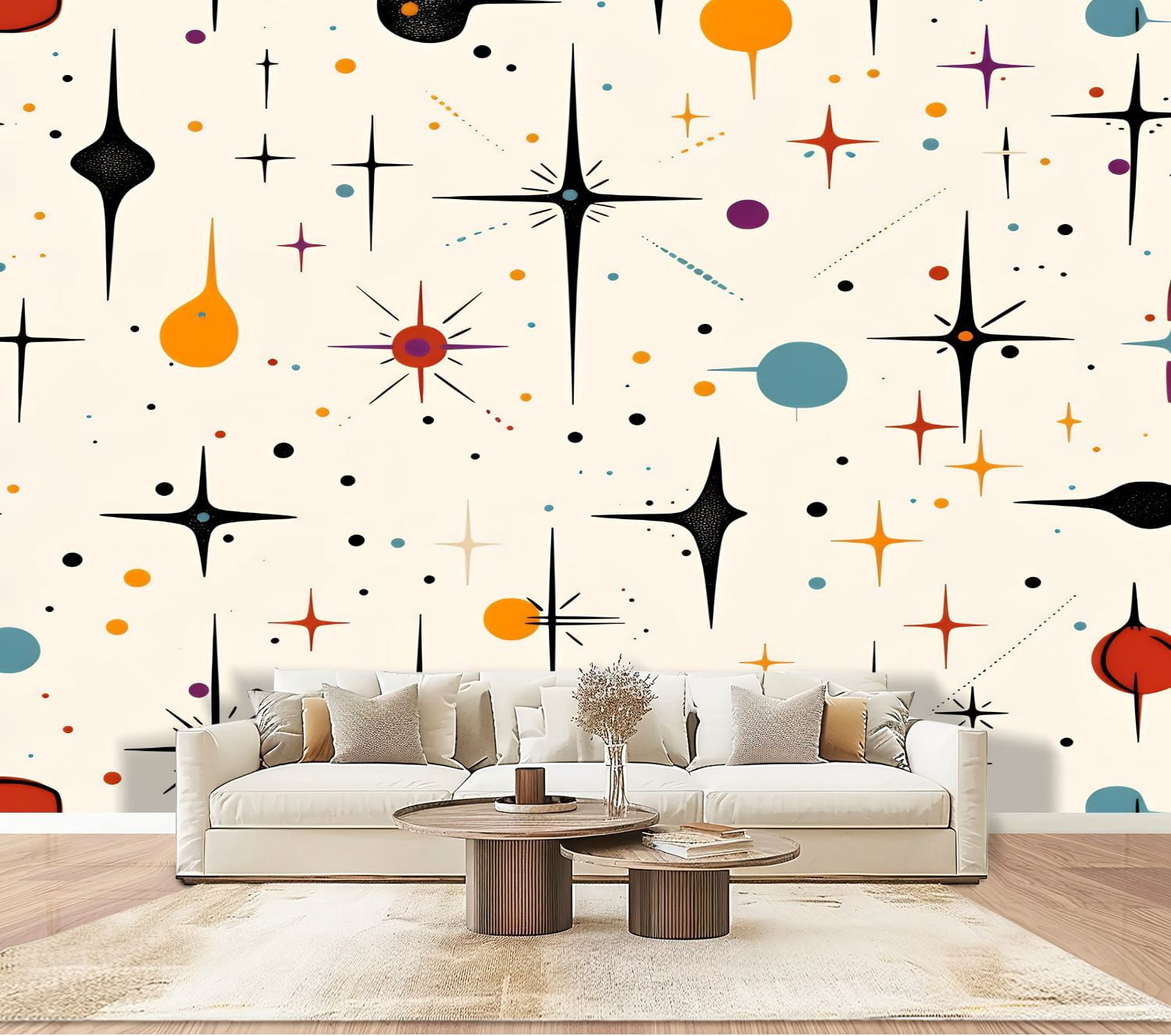 Peel and Stick Wallpaper Wall Murals Mid Century Fifties Modern Atomic ...