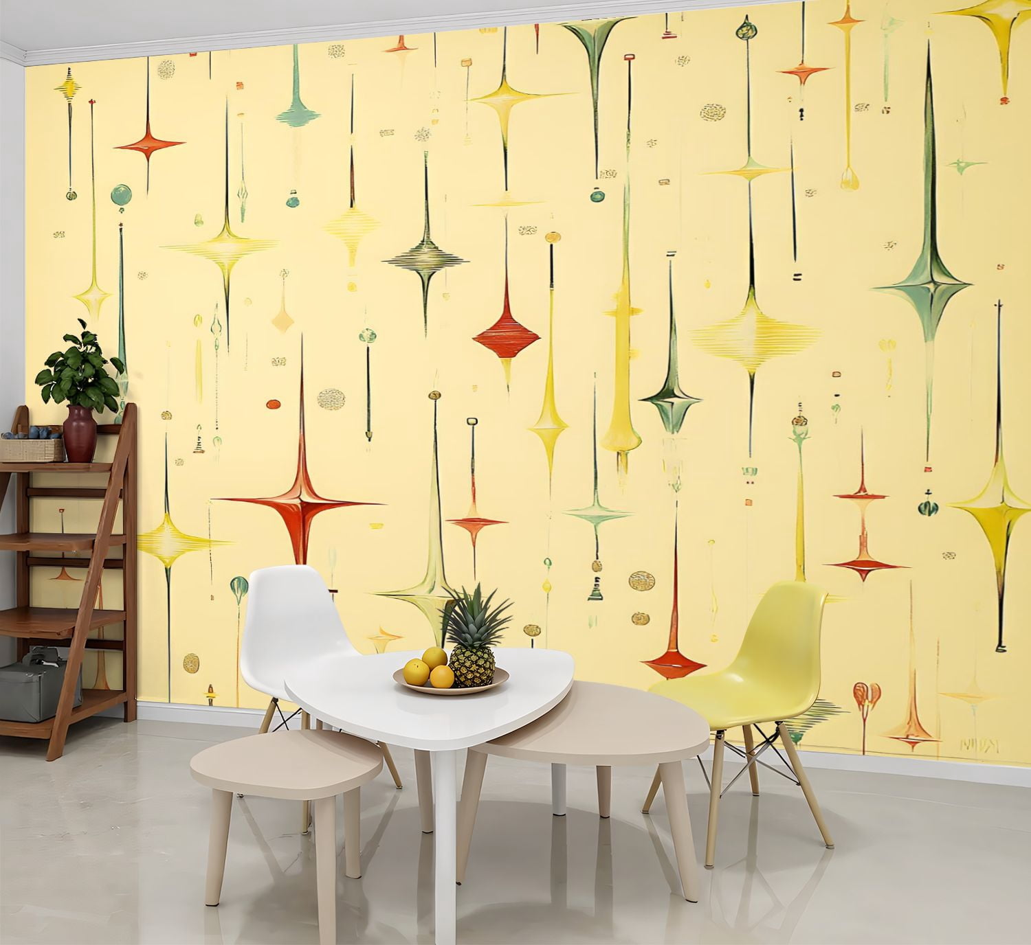 Peel and Stick Wallpaper Wall Murals Mid Century Retro Atomic Abstract ...
