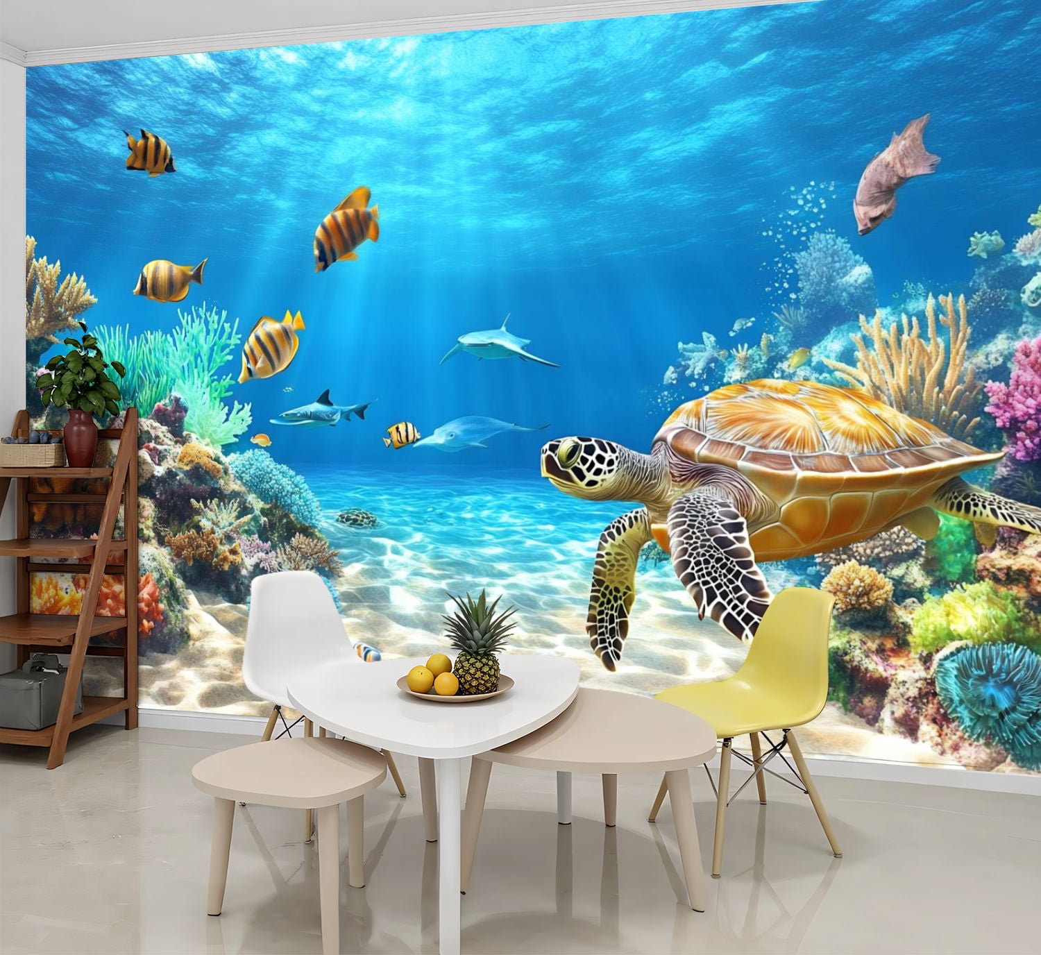 Peel and Stick Wallpaper Wall Murals Ocean Reef Coral Reefs Sea Turtle ...