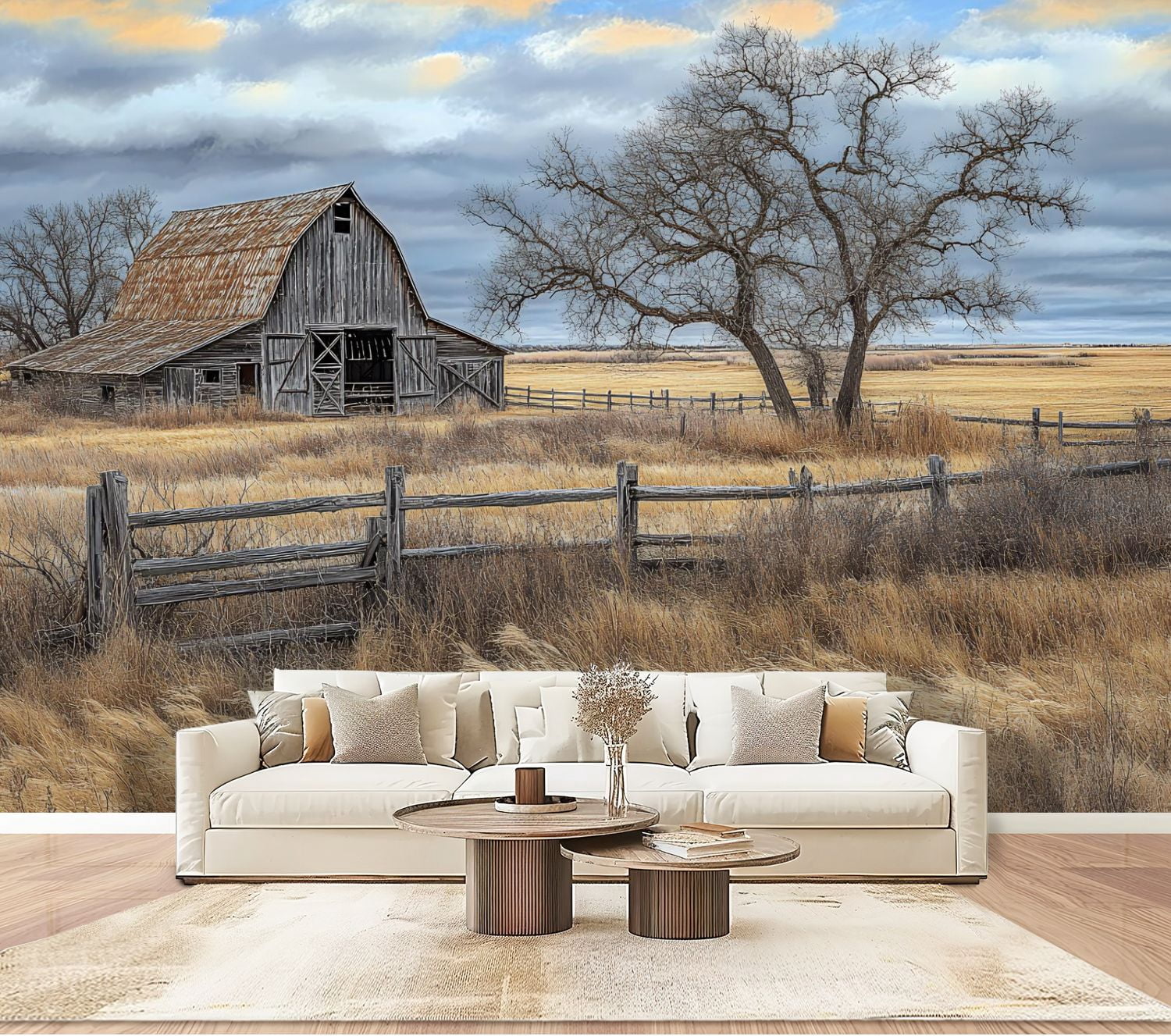 Peel and Stick Wallpaper Wall Murals Rustic Farmhouse Vintage Barn ...
