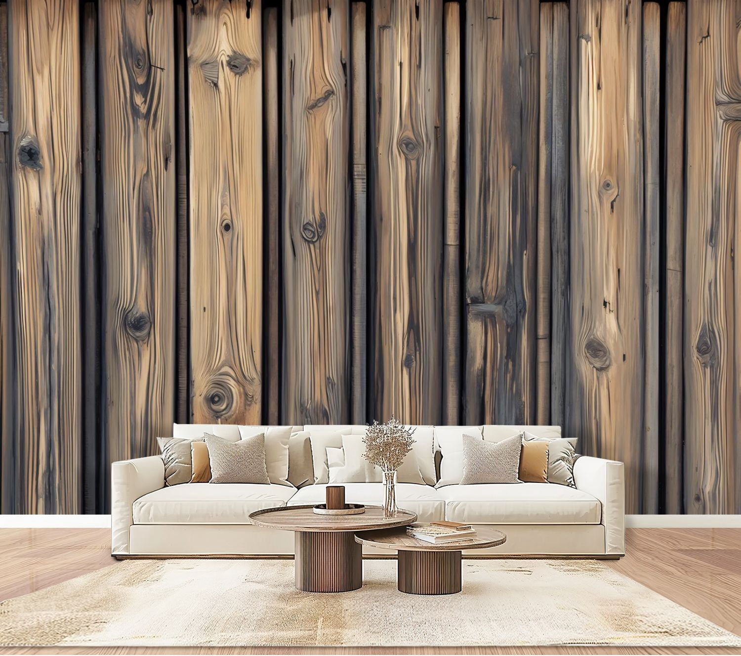 Peel and Stick Wallpaper Wall Murals Wood Planks Knots Grain Lines ...