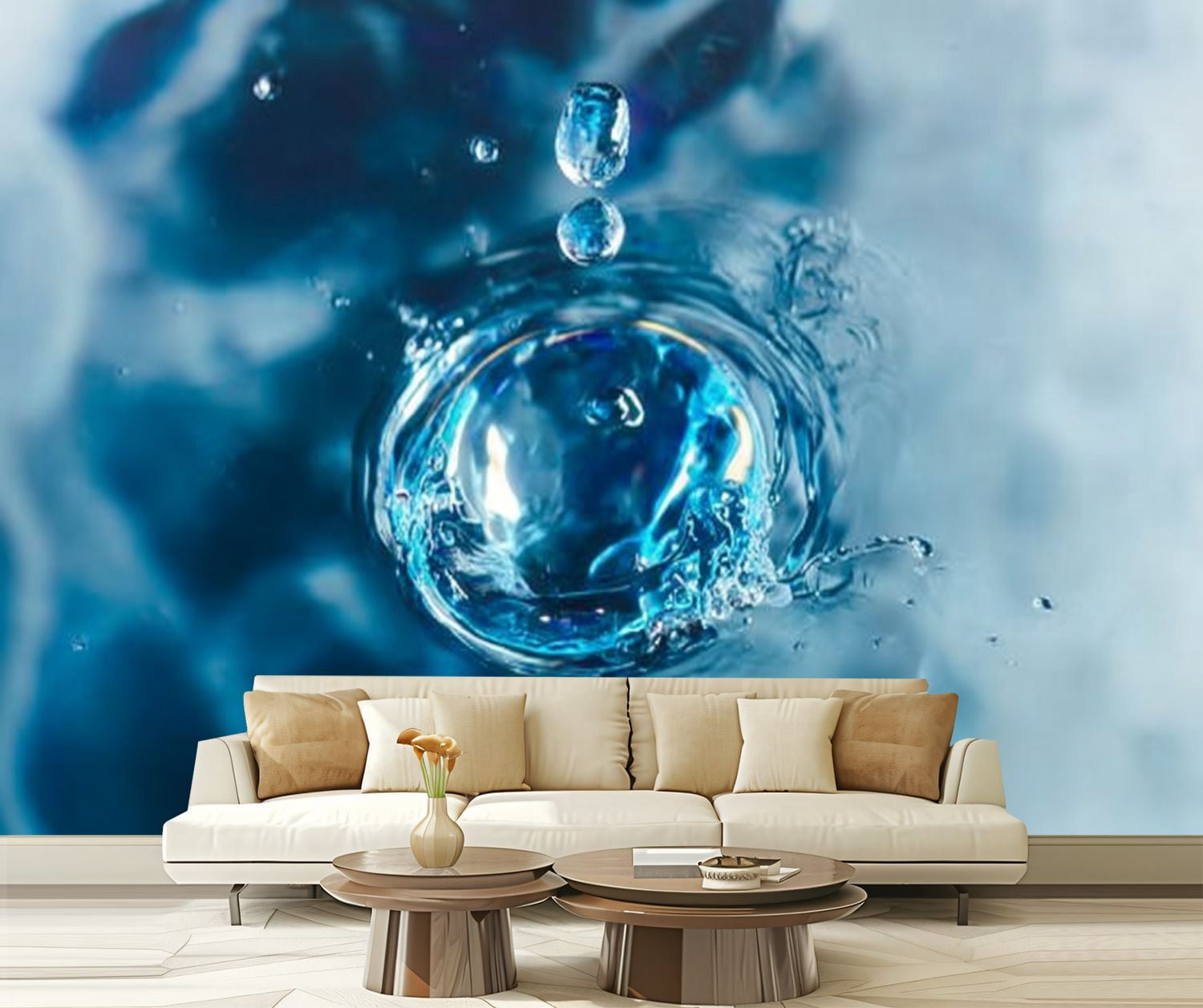 Peel and Stick Wallpaper Water splash close up Drop water Blue water ...