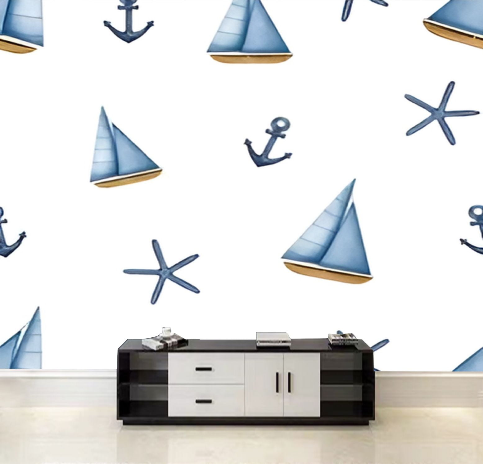 Peel and Stick Wallpaper Watercolor Sailboat seamless pattern Sailing ...