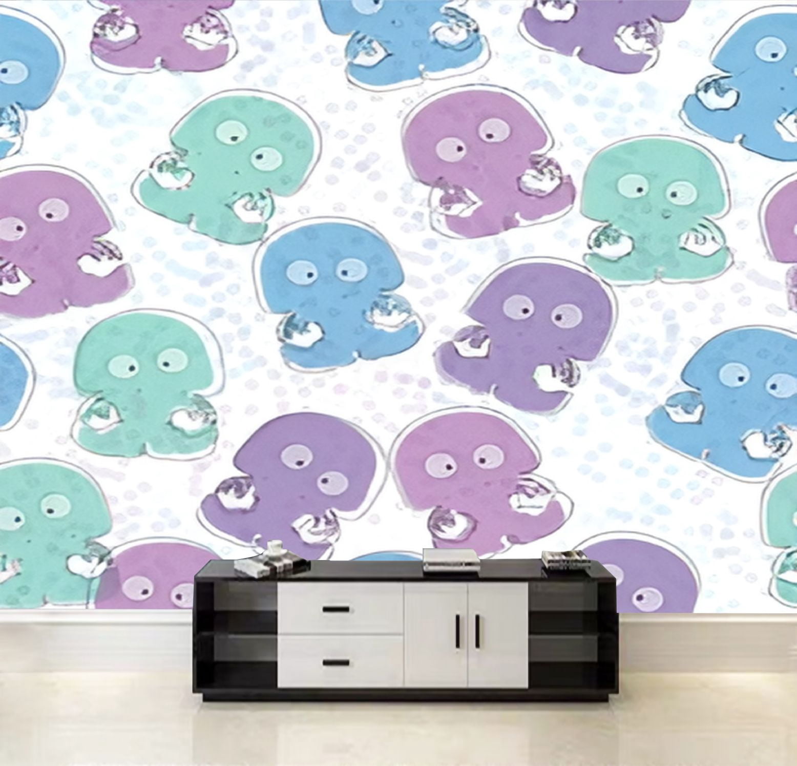 Peel and Stick Wallpaper Watercolor children patterns underwater ...