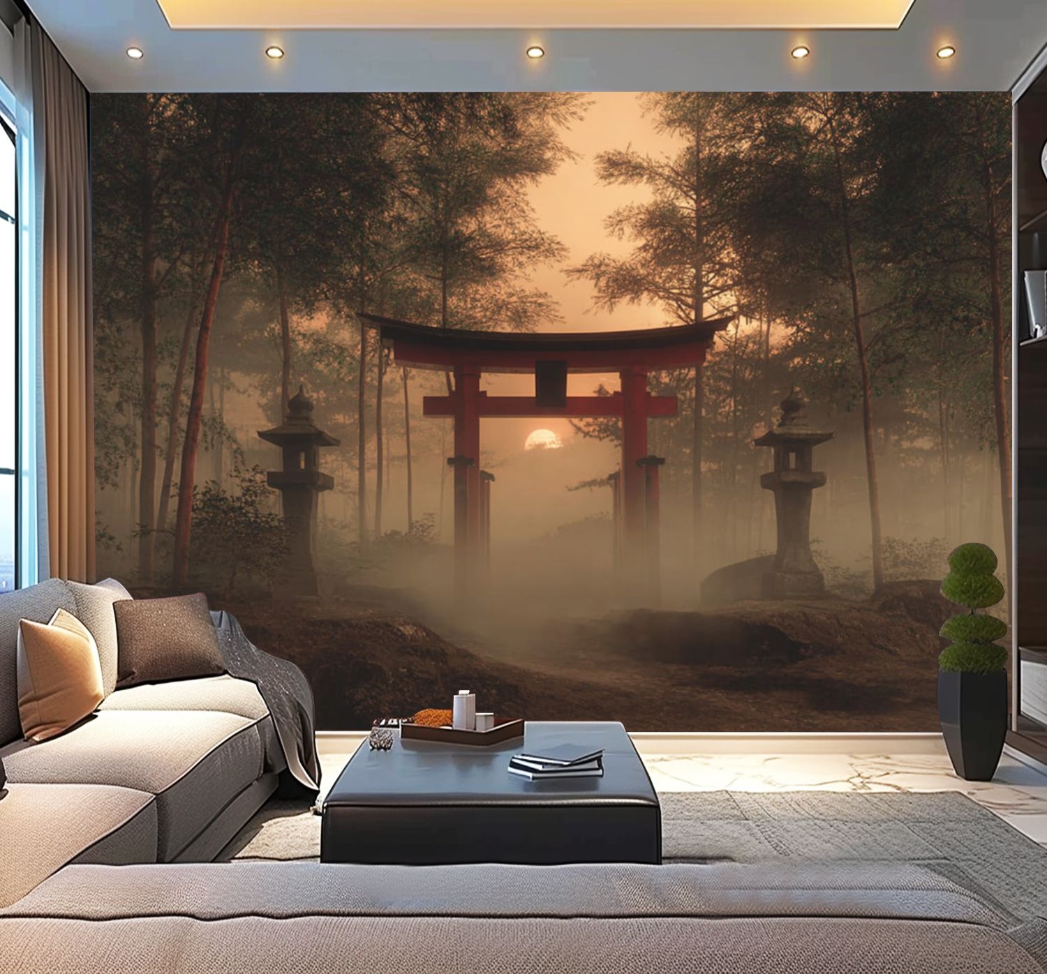 Peel and Stick Wallpaper Waterproof 3d rendering an old japanese shrine ...