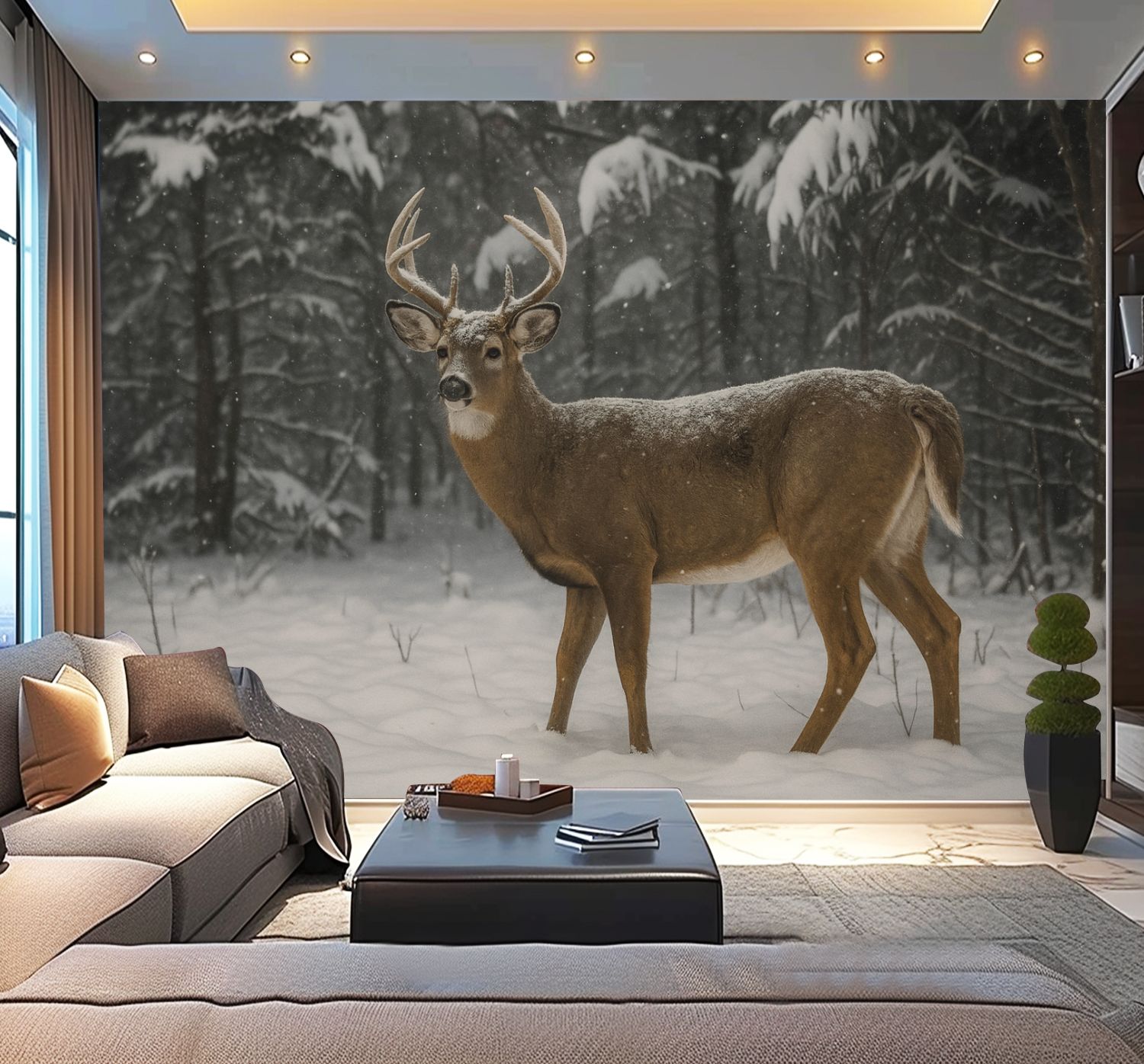 Peel and Stick Wallpaper Waterproof Alert white tailed deer buck ...