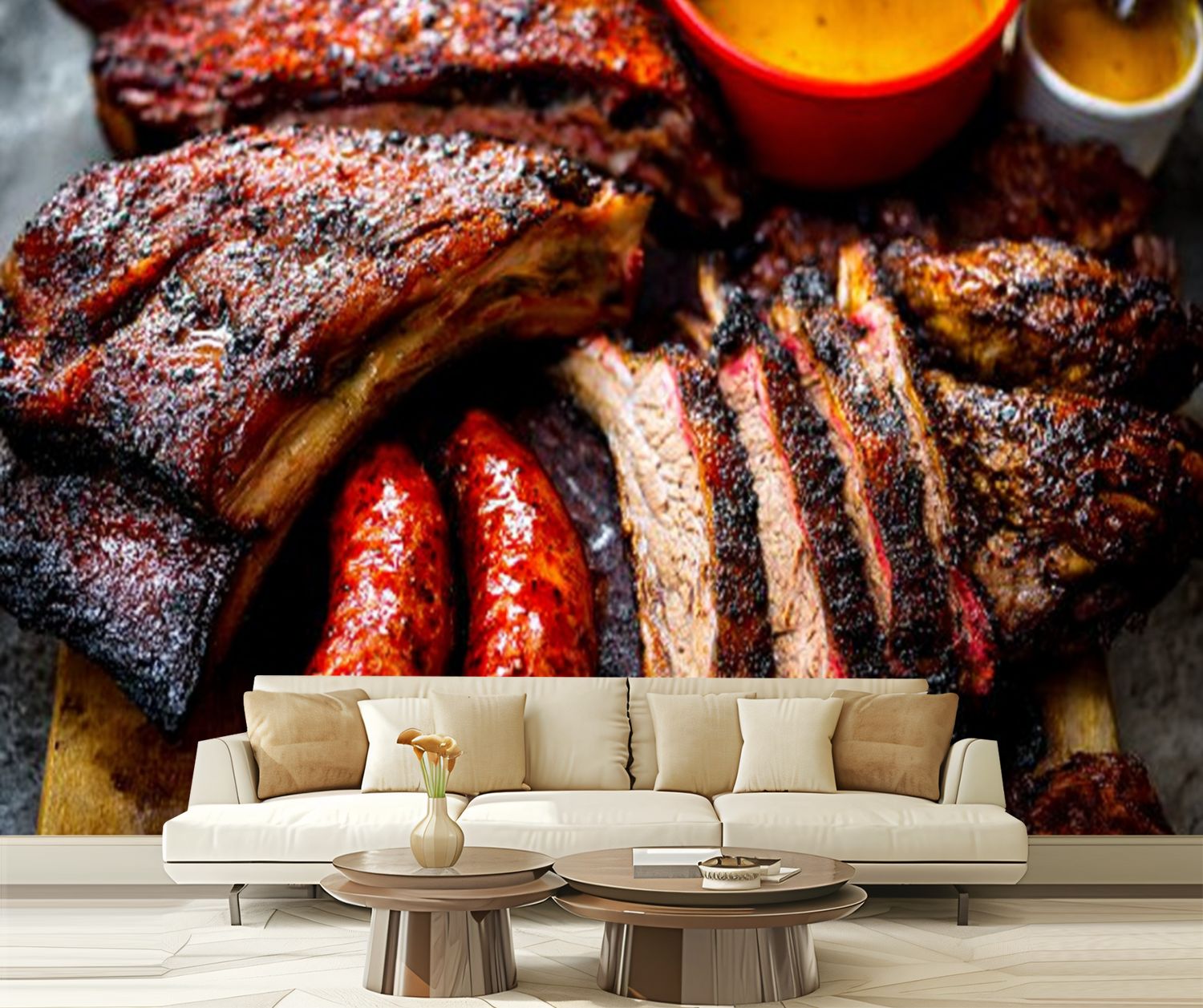 Peel and Stick Wallpaper Waterproof Barbecue Barbecue table spread Beef ...