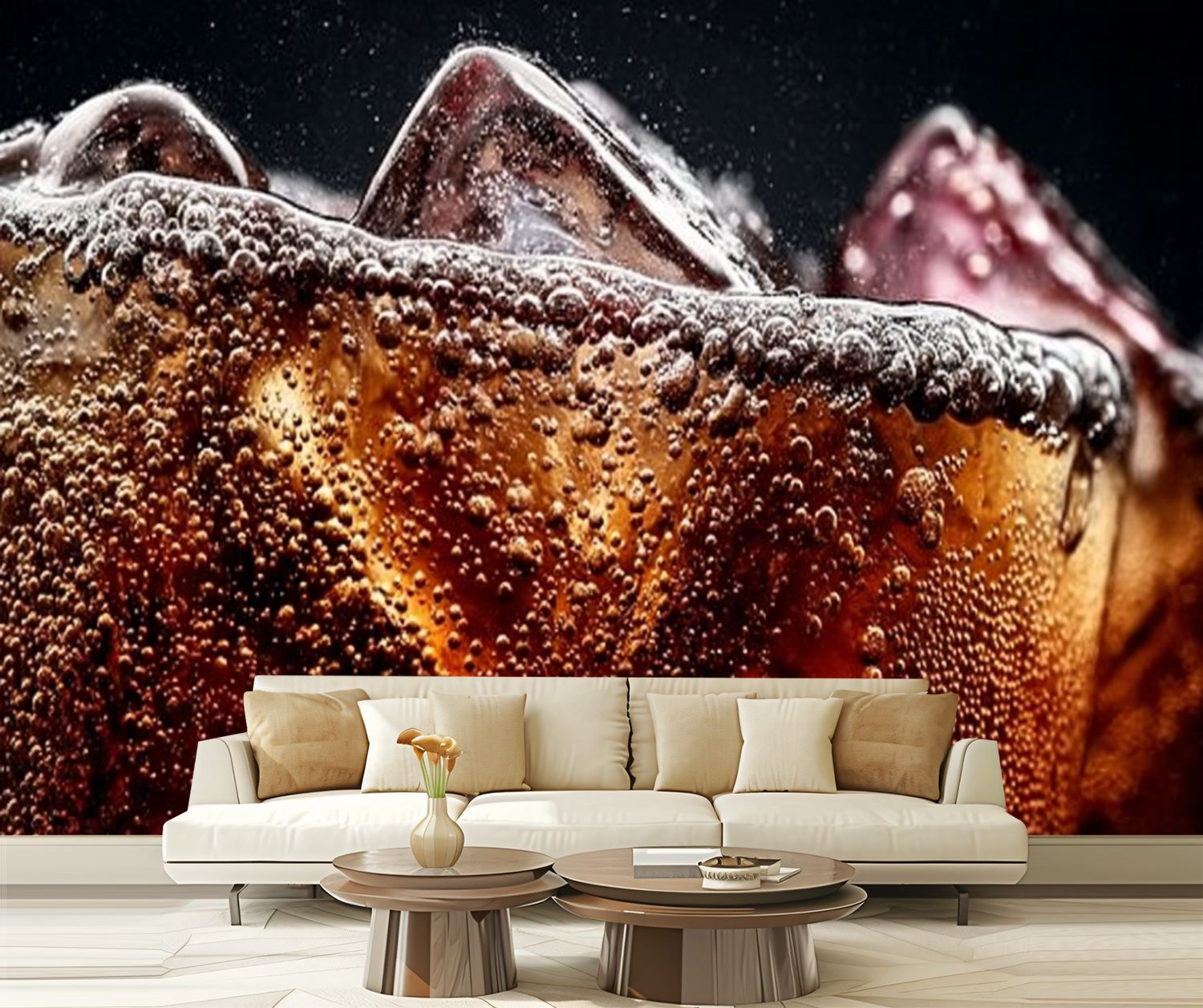 Peel and Stick Wallpaper Waterproof Cola Ice Close up ice cubes cola ...