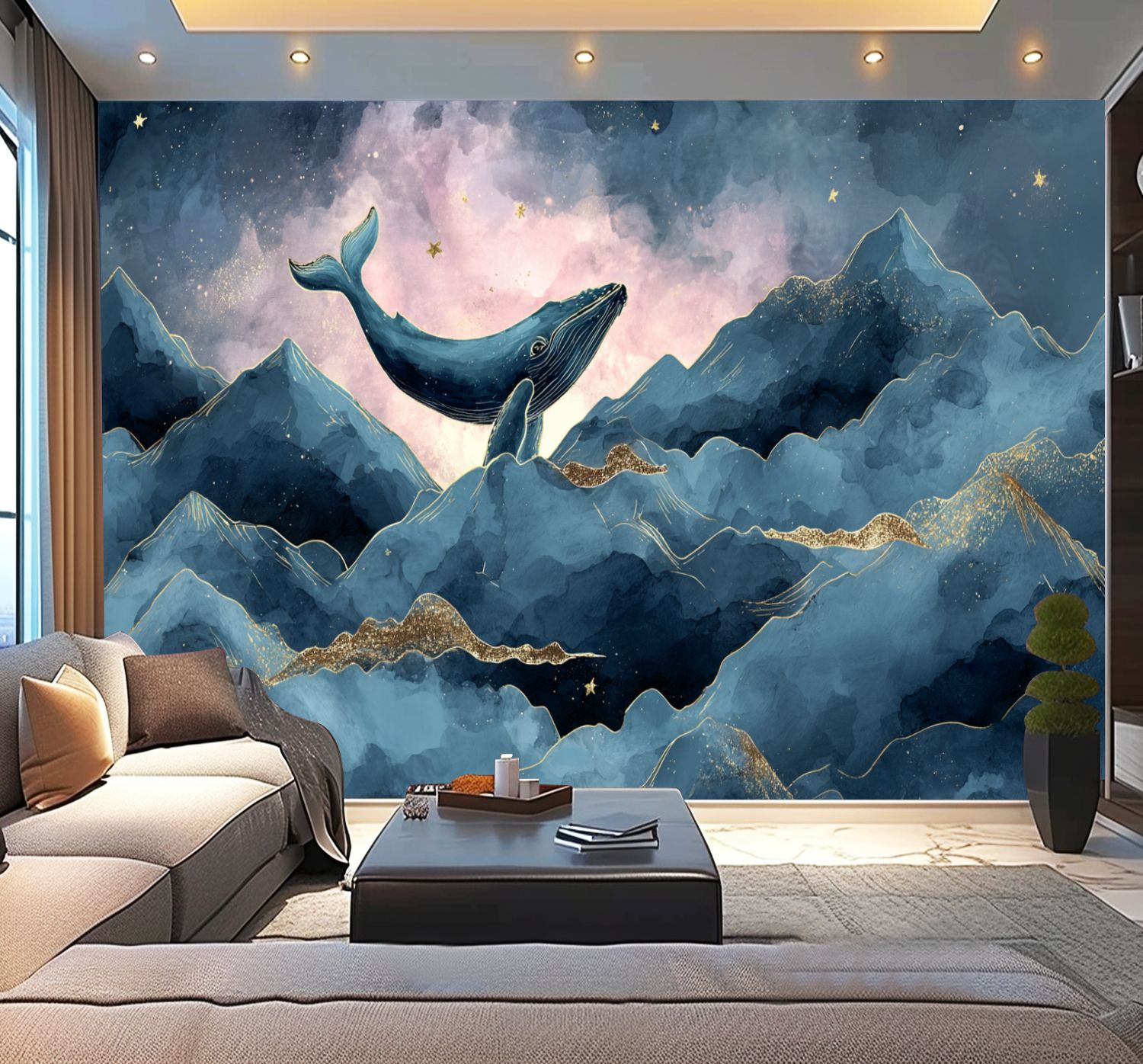 Peel and Stick Wallpaper Waterproof Decorative Cloud Whale Whales ...