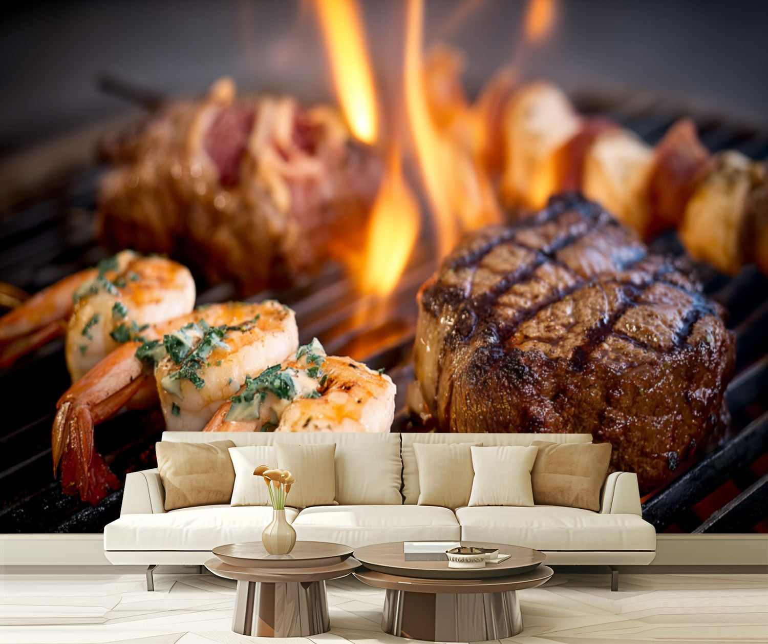 Peel and Stick Wallpaper Waterproof Delicious Ribeye Steak Bacon ...
