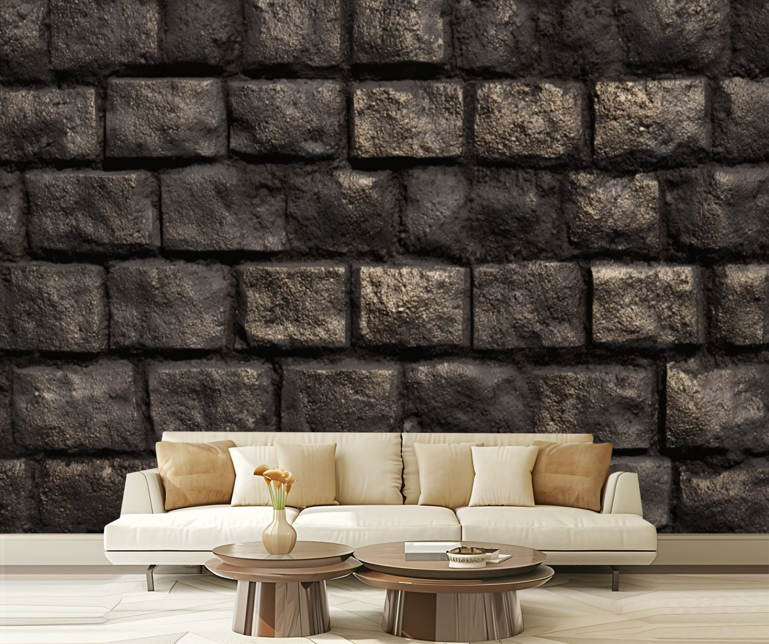 Peel and Stick Wallpaper Waterproof Ebony Brick Brick Wall Rectangular ...
