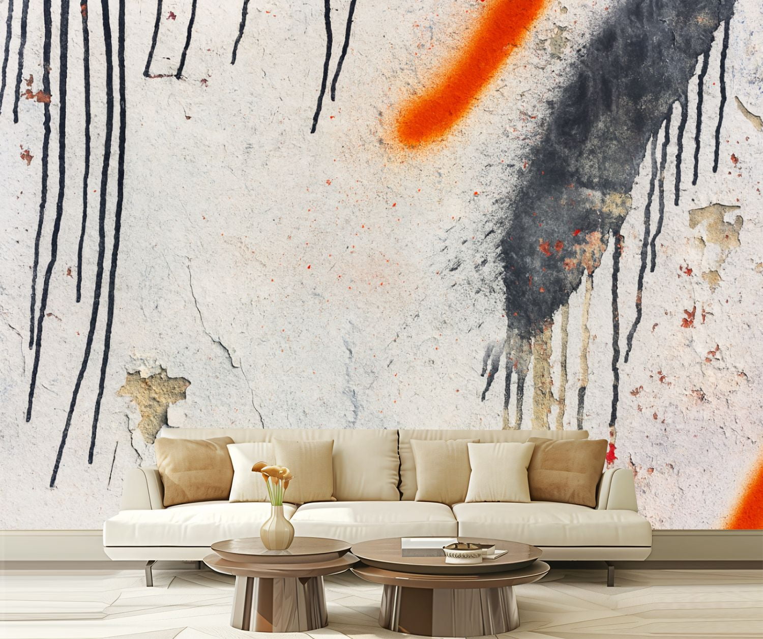 Peel and Stick Wallpaper Waterproof Hooligan smeared paint walls old ...
