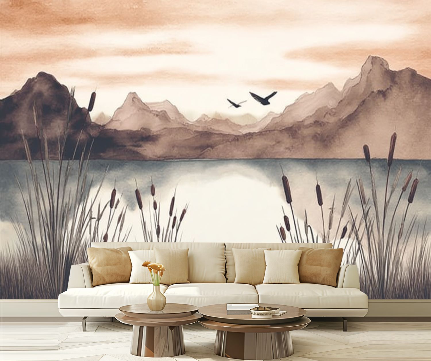Peel and Stick Wallpaper Waterproof Mountain Peak Lake Wall Mural Tall ...