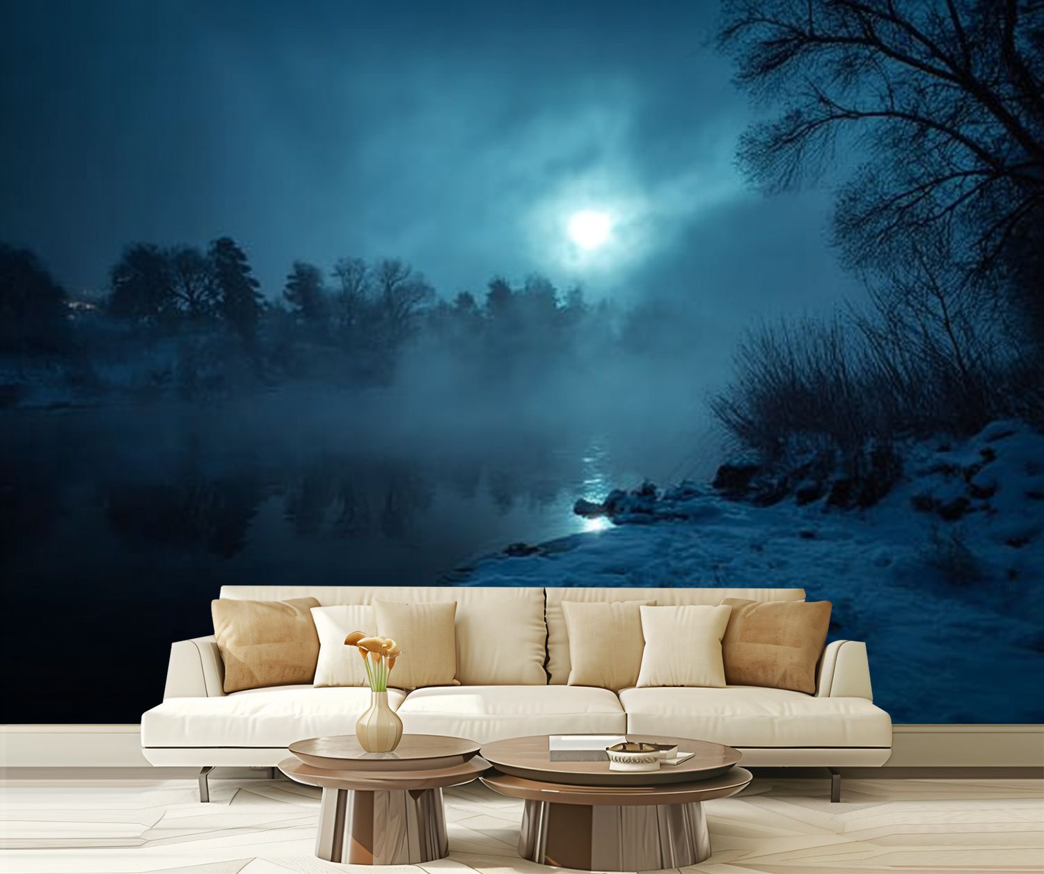 Peel and Stick Wallpaper Waterproof Night mystical scenery Full moon ...