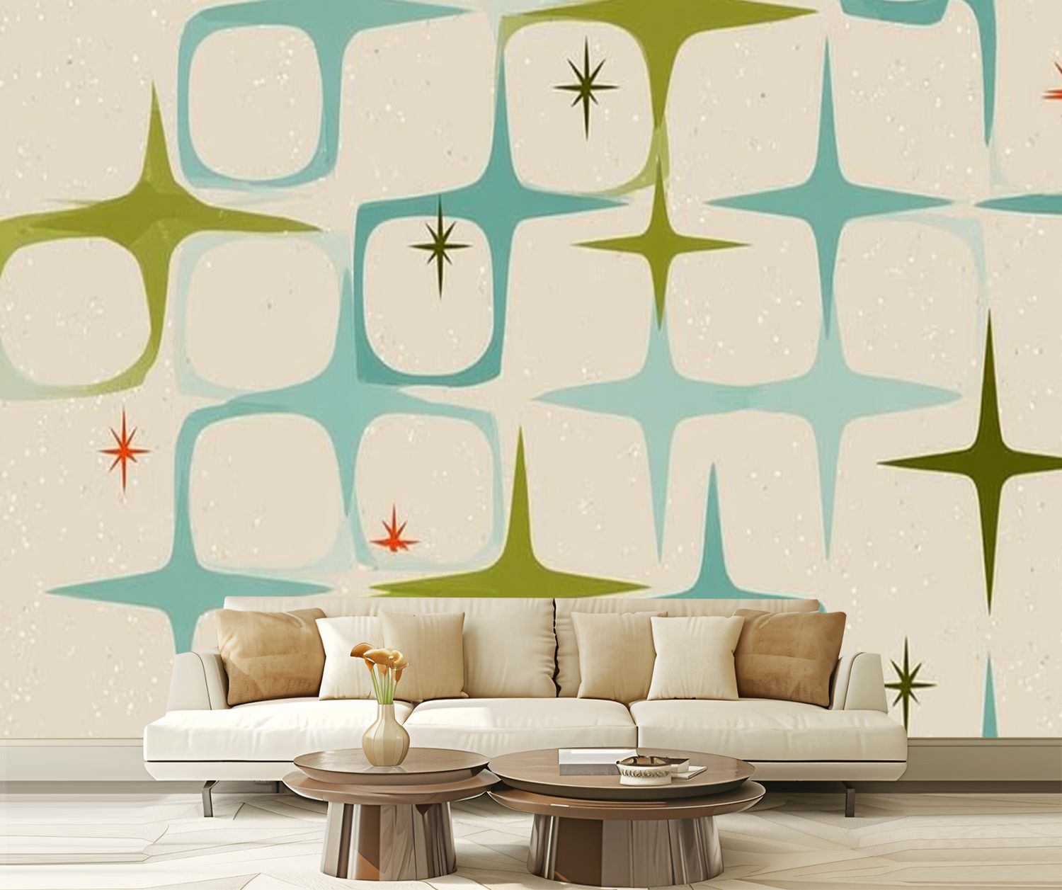 Peel and Stick Wallpaper Waterproof Retro Abstract Atomic Era 1950s ...