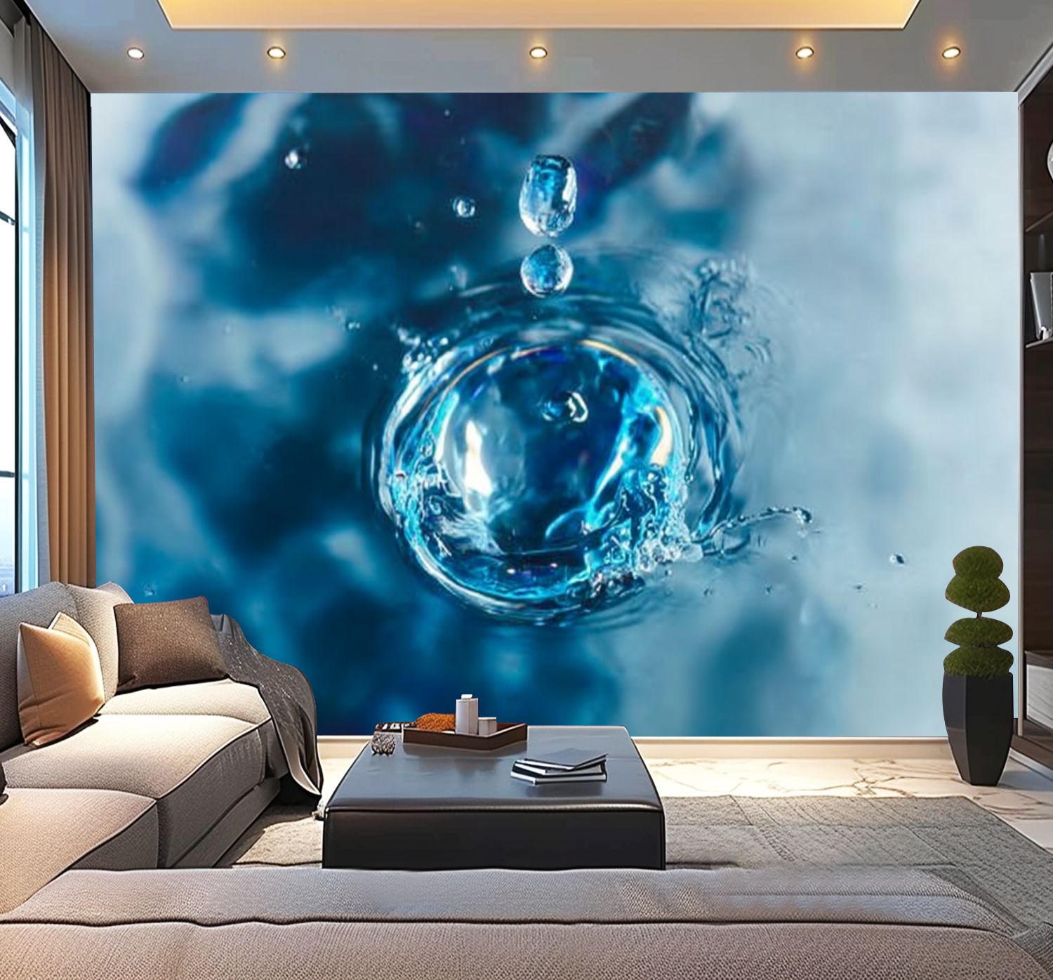Peel and Stick Wallpaper Waterproof Water splash close up Drop water ...