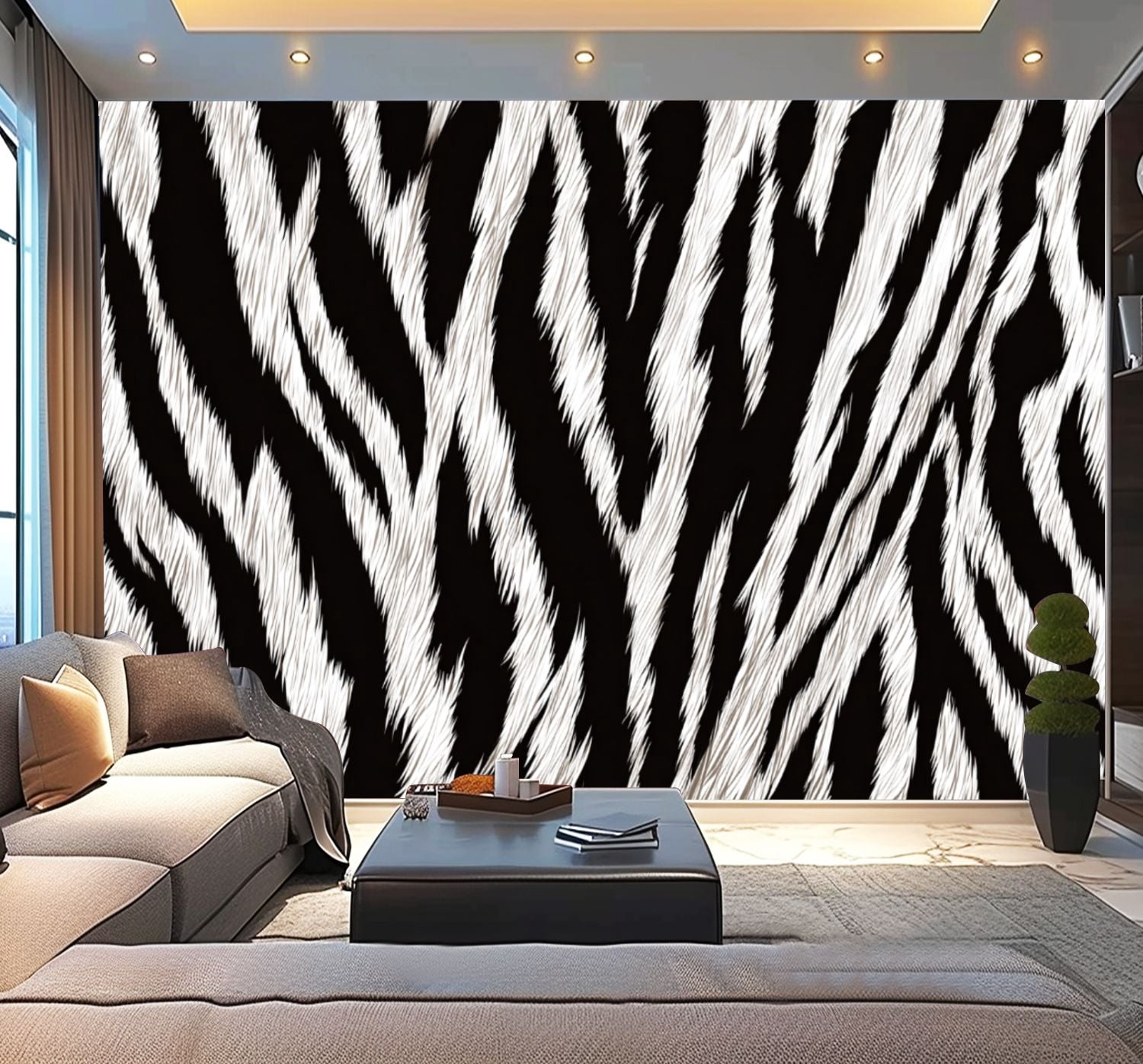 Peel and Stick Wallpaper Waterproof stripe animals jungle bengal tiger ...
