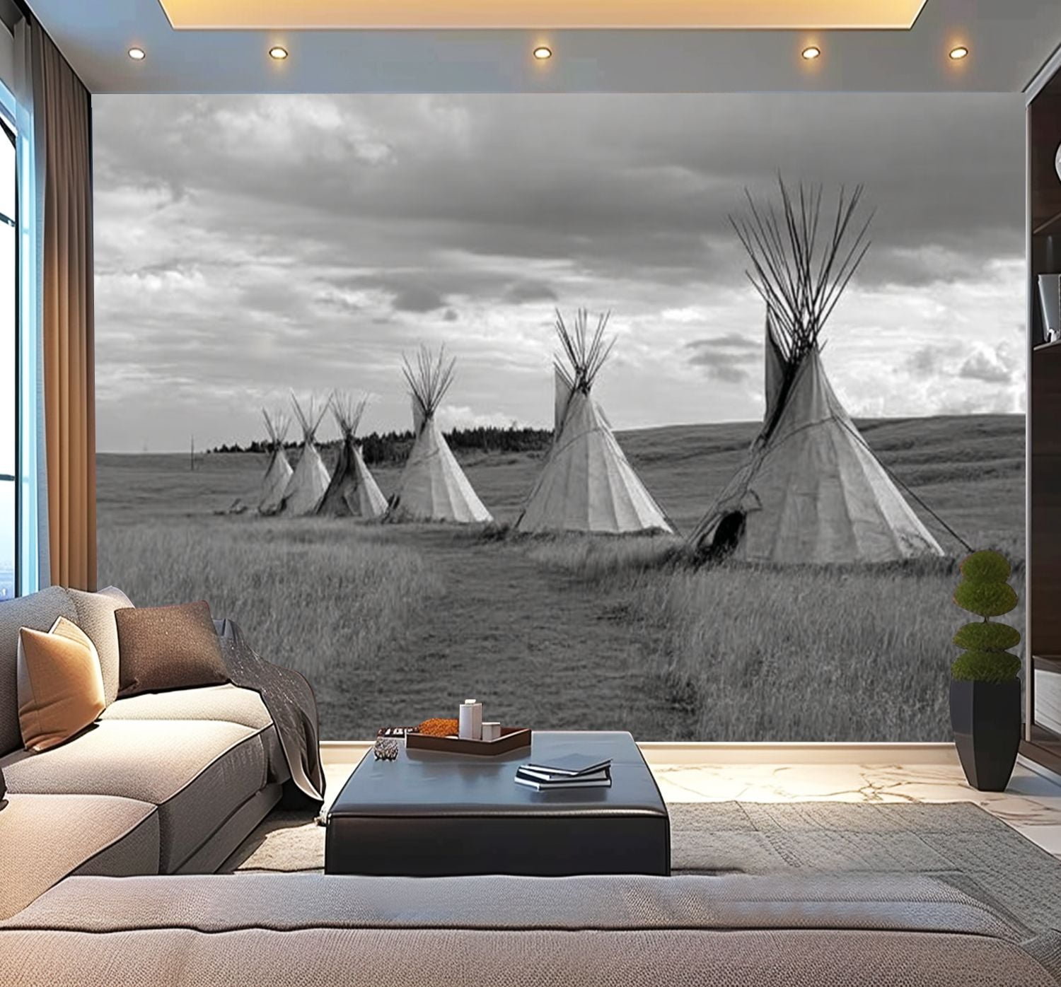 Peel and Stick Wallpaper Waterproof teepee tipi used by great plains ...
