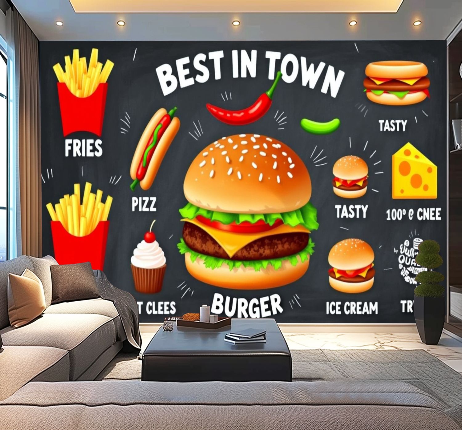 Peel and Stick Wallpaper Western Fast Food Restaurant Wall Mural 3D ...