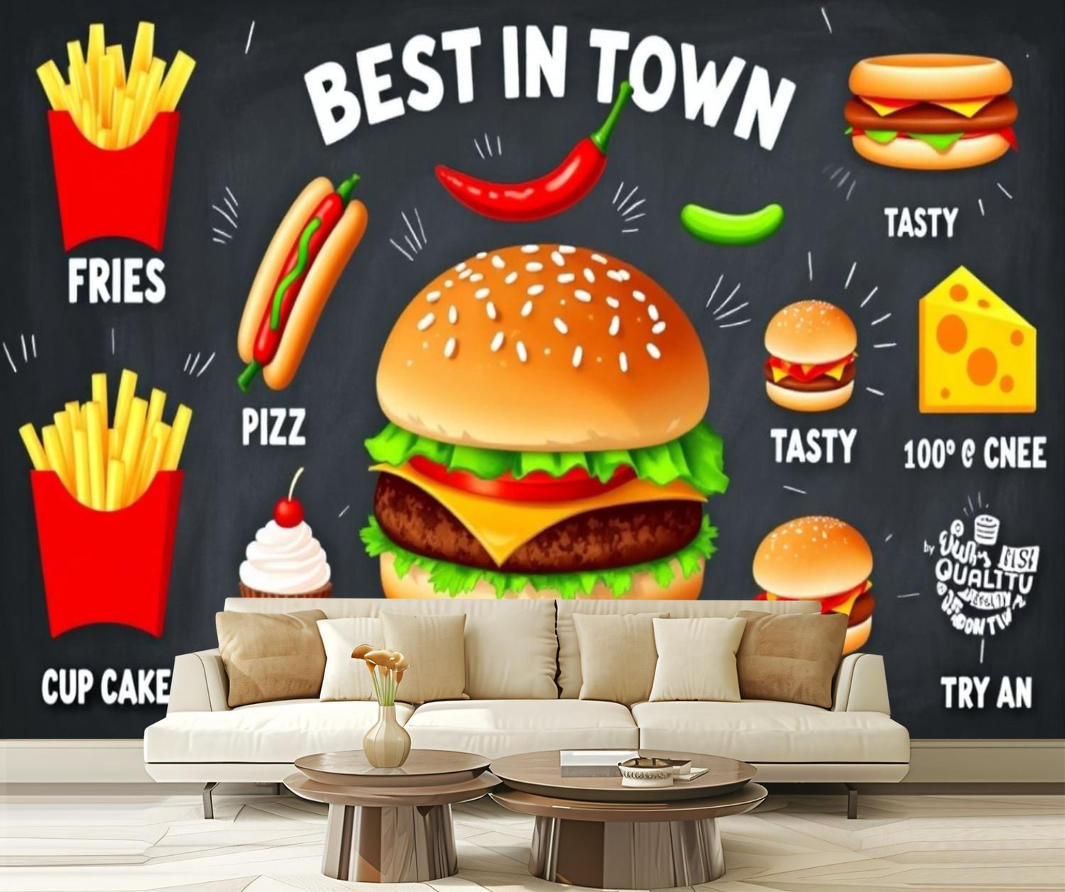 Peel and Stick Wallpaper Western Fast Food Restaurant Wall Mural 3D ...