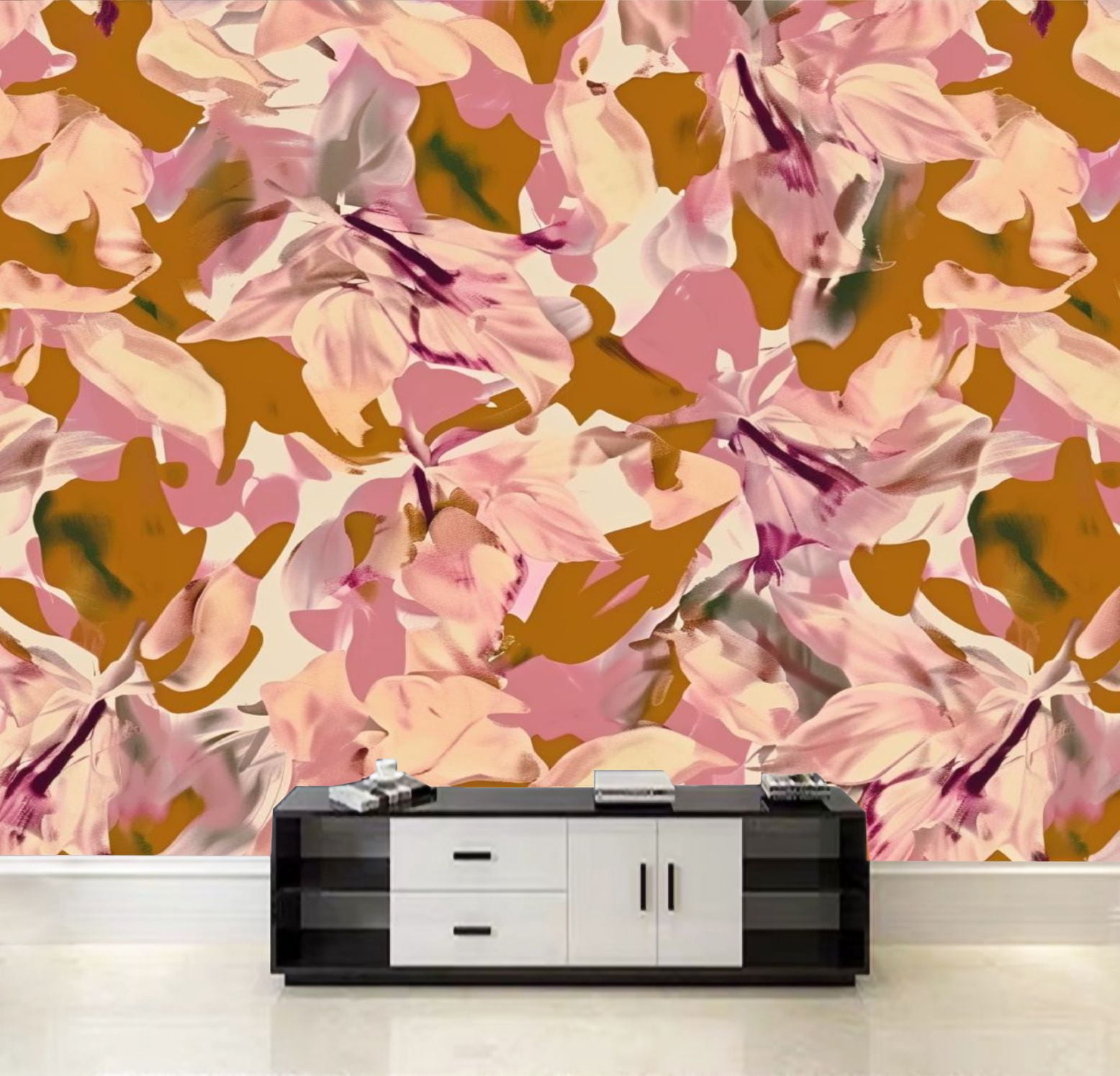 Peel and Stick Wallpaper abstract floral pattern multi color modern ...