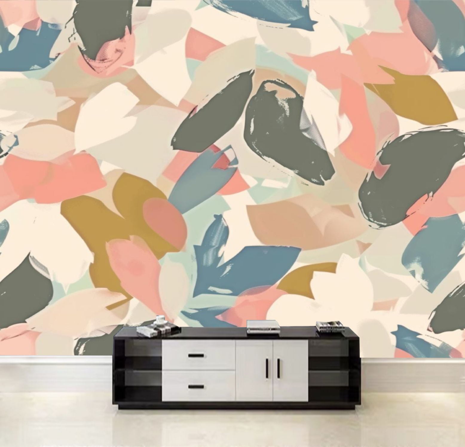 Peel and Stick Wallpaper abstract shapes seamless repeat pattern Canvas ...