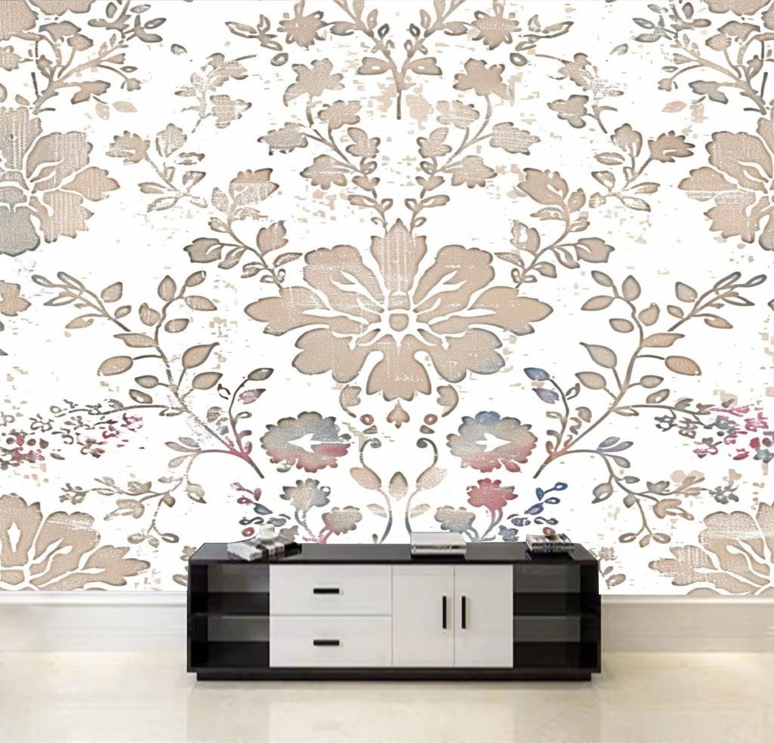 Peel and Stick Wallpaper art grunge vintage floral pattern paper ...