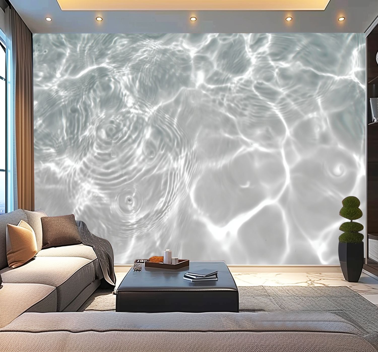 Peel and Stick Wallpaper desaturated transparent clear calm water ...