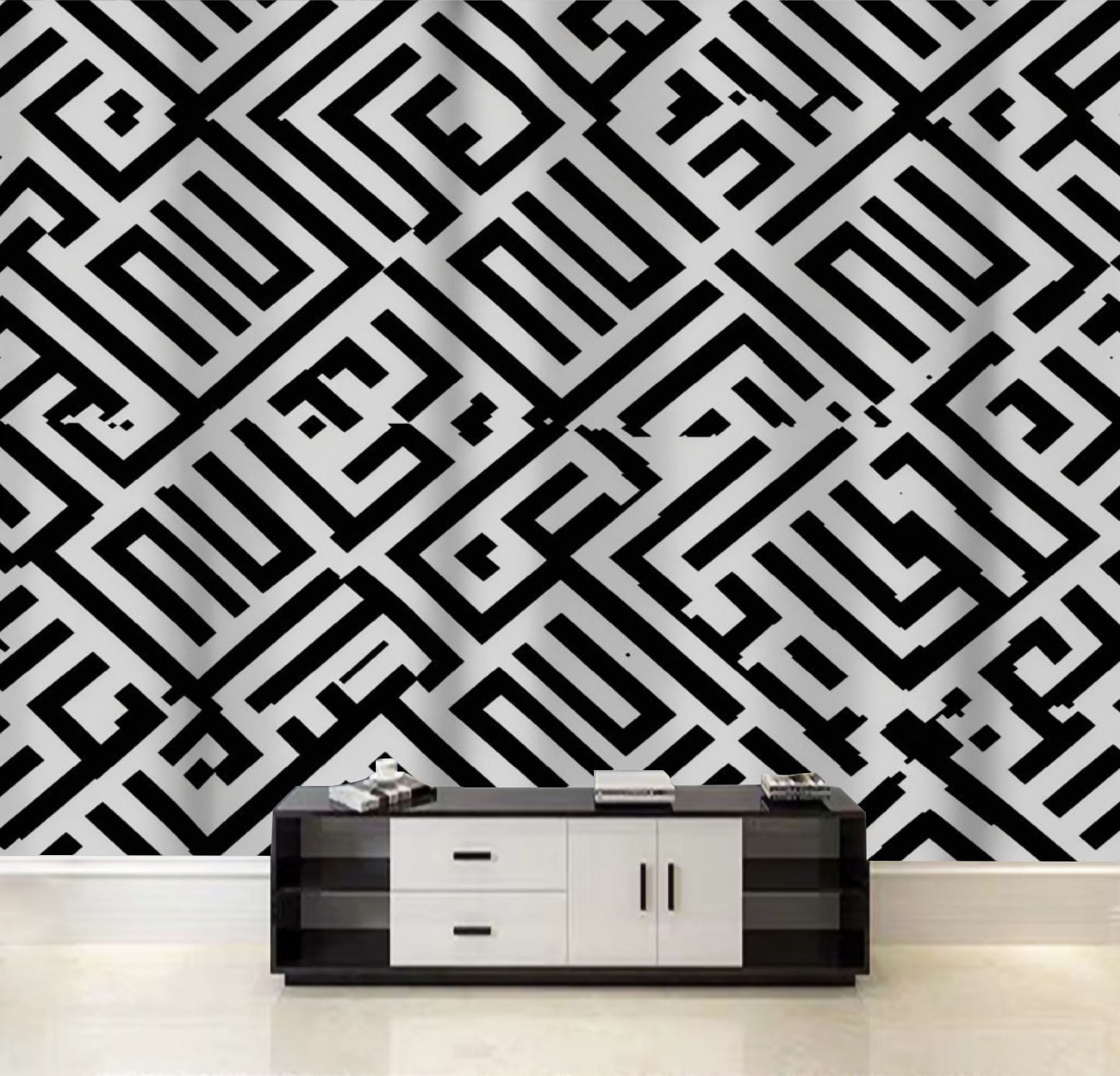 Peel and Stick Wallpaper geometric minimal square grid graphic pattern ...