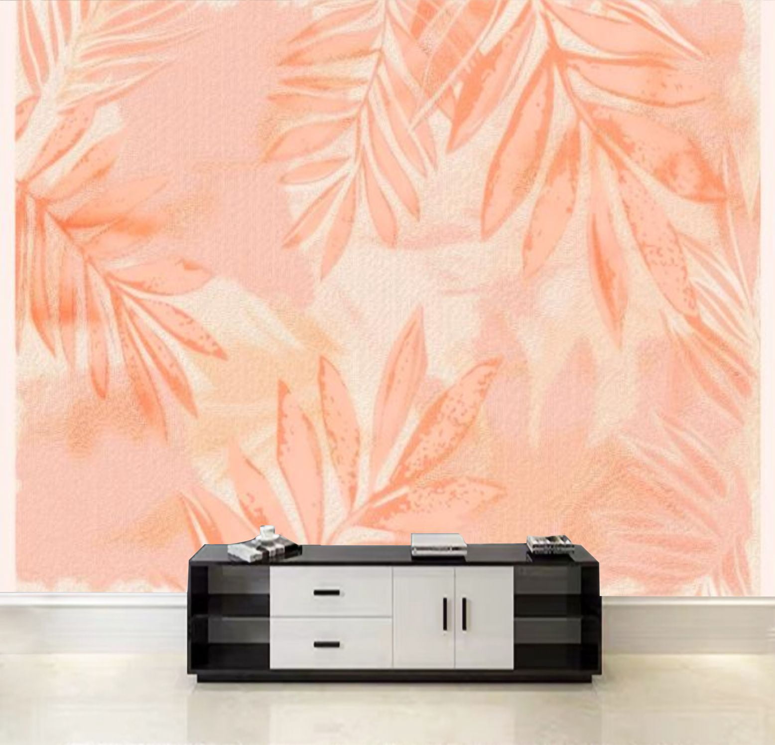 Peel and Stick Wallpaper halftone tropical leafs vintage polka included ...