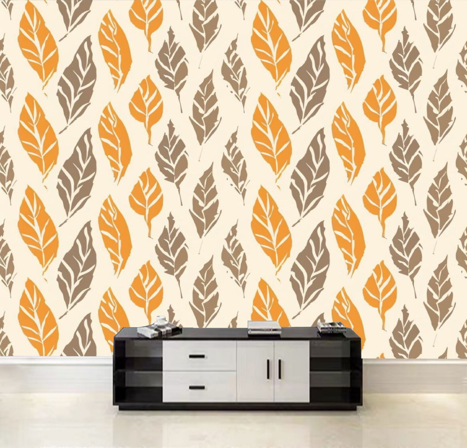 Peel and Stick Wallpaper leaves seamless pattern Floral organic Hand ...