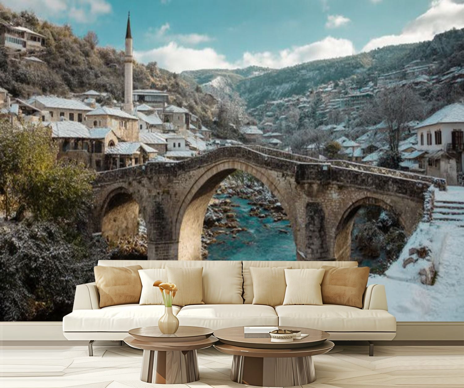 Peel and Stick Wallpaper paving stones bridge bistrica river prizren ...