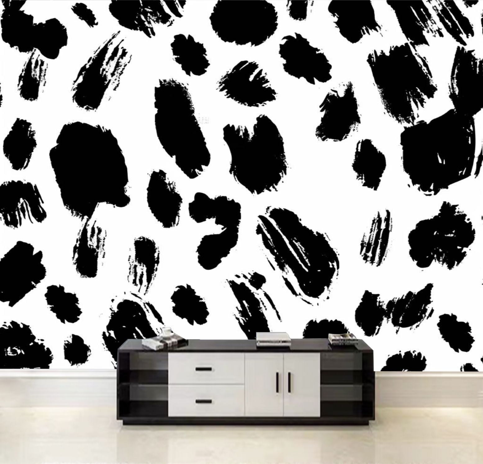 Peel and Stick Wallpaper seamless black white leopard pattern Canvas ...
