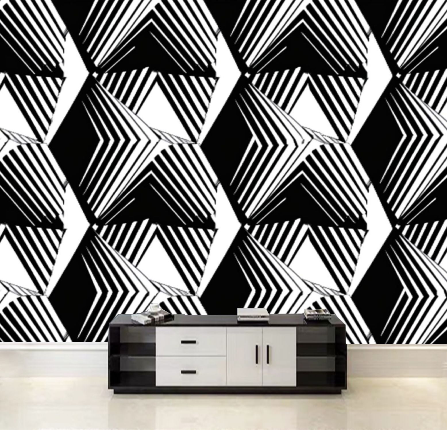 Peel and Stick Wallpaper seamless monochrome hexagon geometric pattern ...