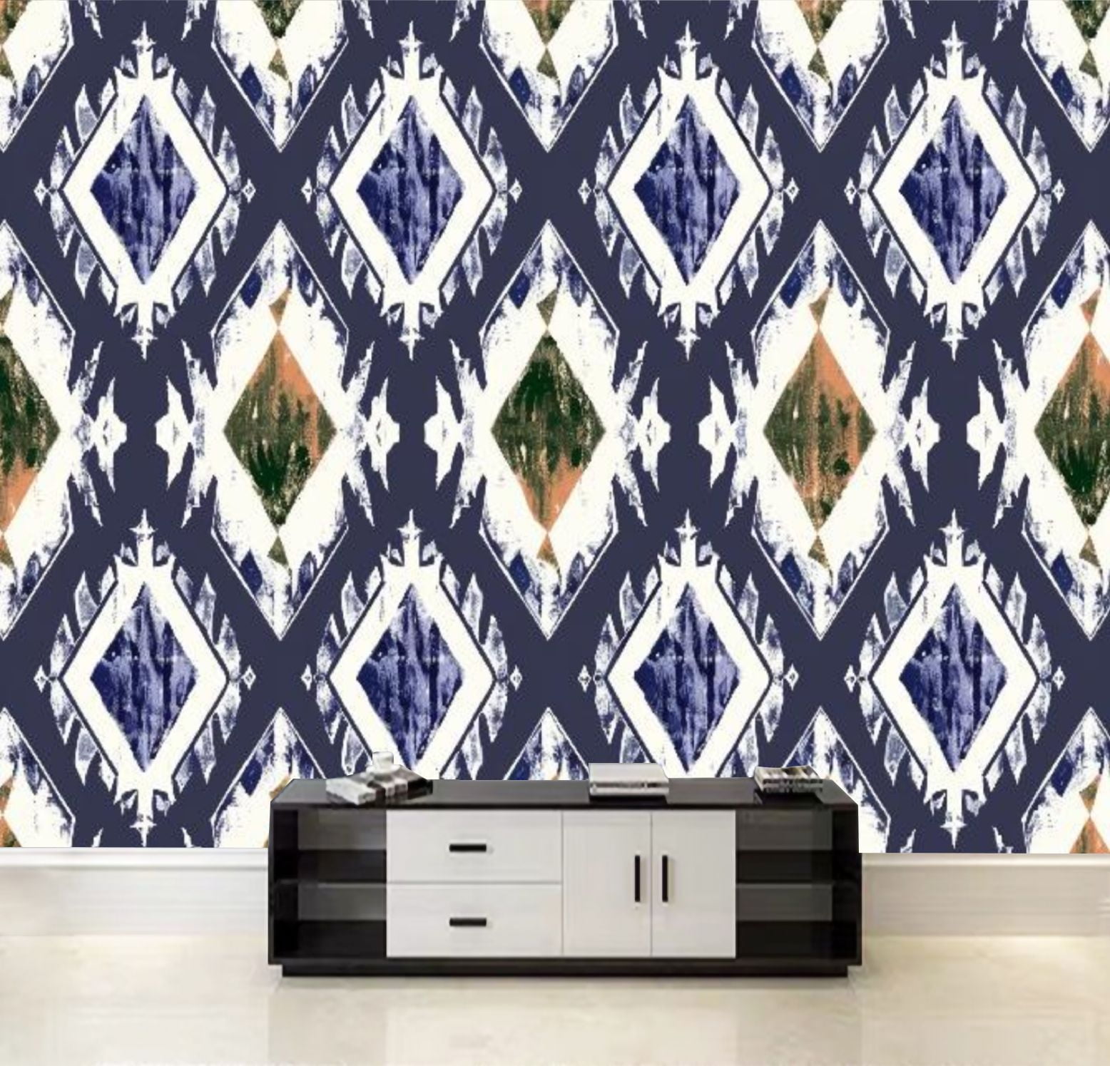 Peel and Stick Wallpaper seamless pattern ethnic embroidery style hand ...