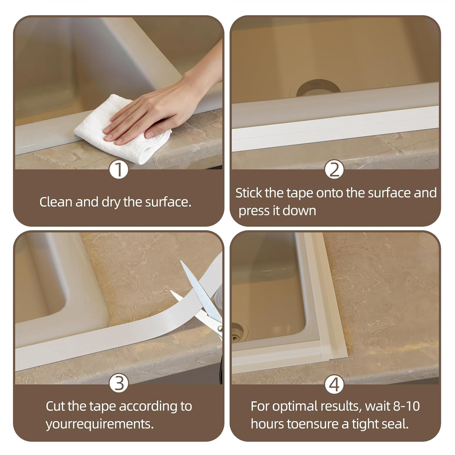 Peel and Stick Waterproof Caulking Tape 1.5Inch x 10.5FT, Self Adhesive ...