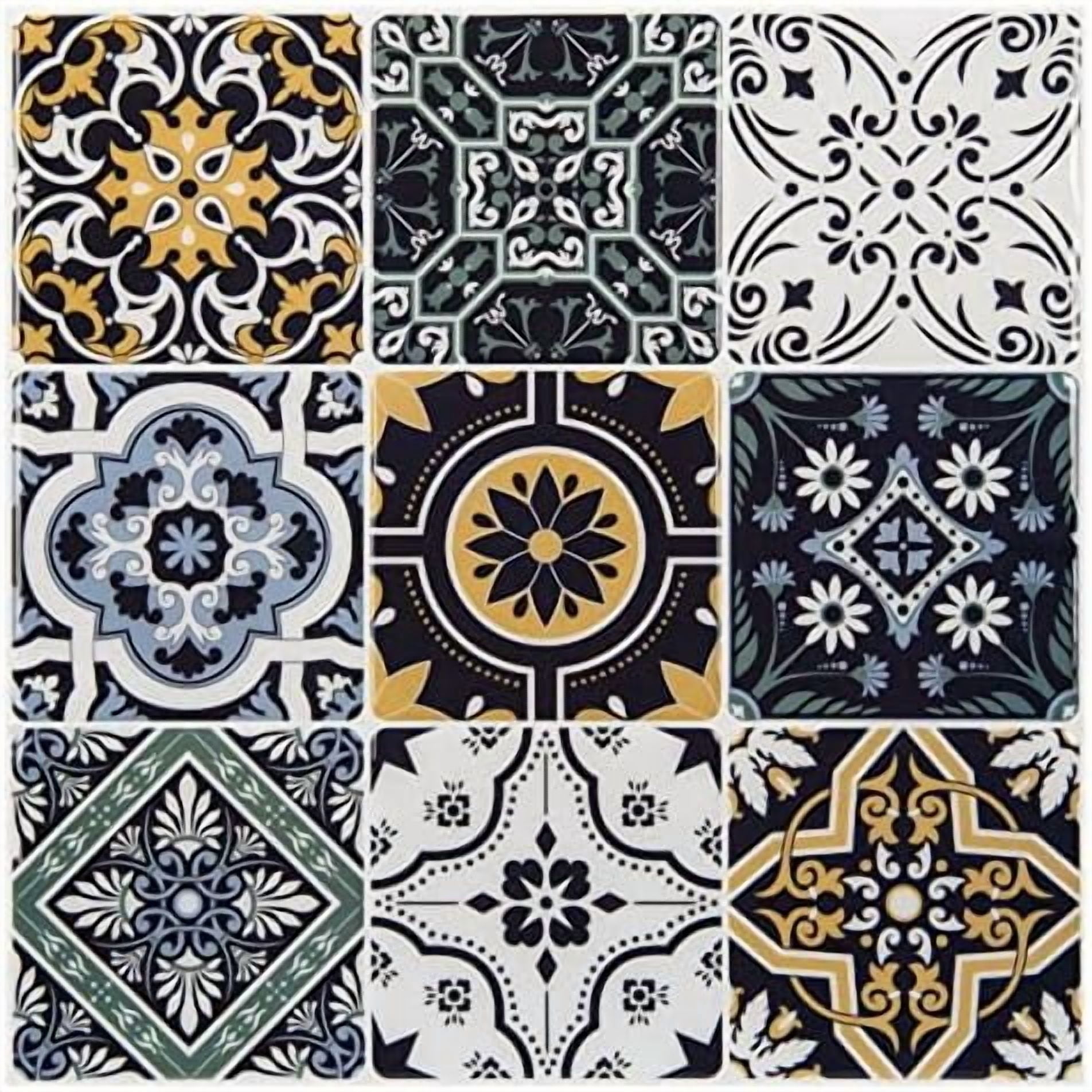 Peel and Stick Backsplash Tile Stickers, Blue Moroccan Style Tile for ...