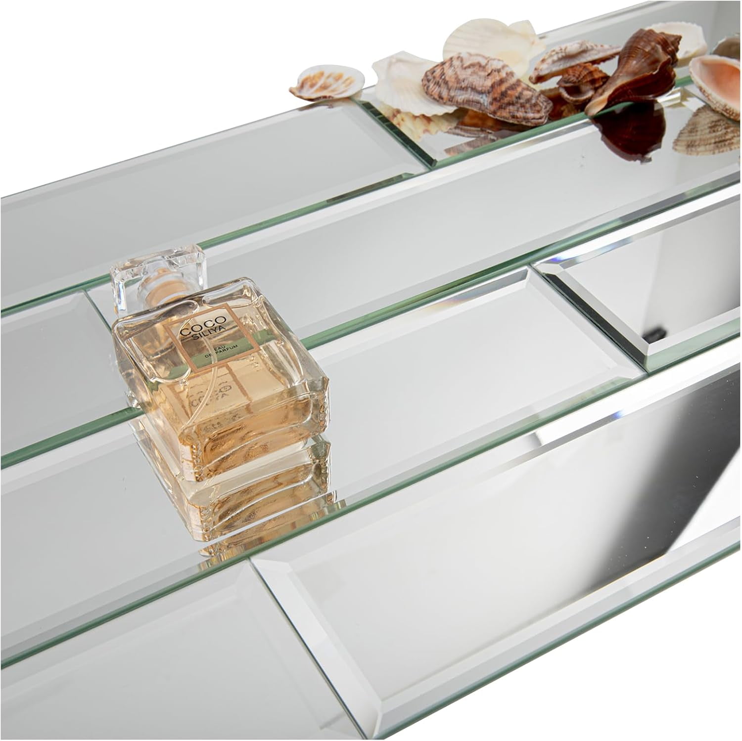 Peel and Stick Beveled Silver Mirror Tile Subway Glass Backsplash 3x12 ...