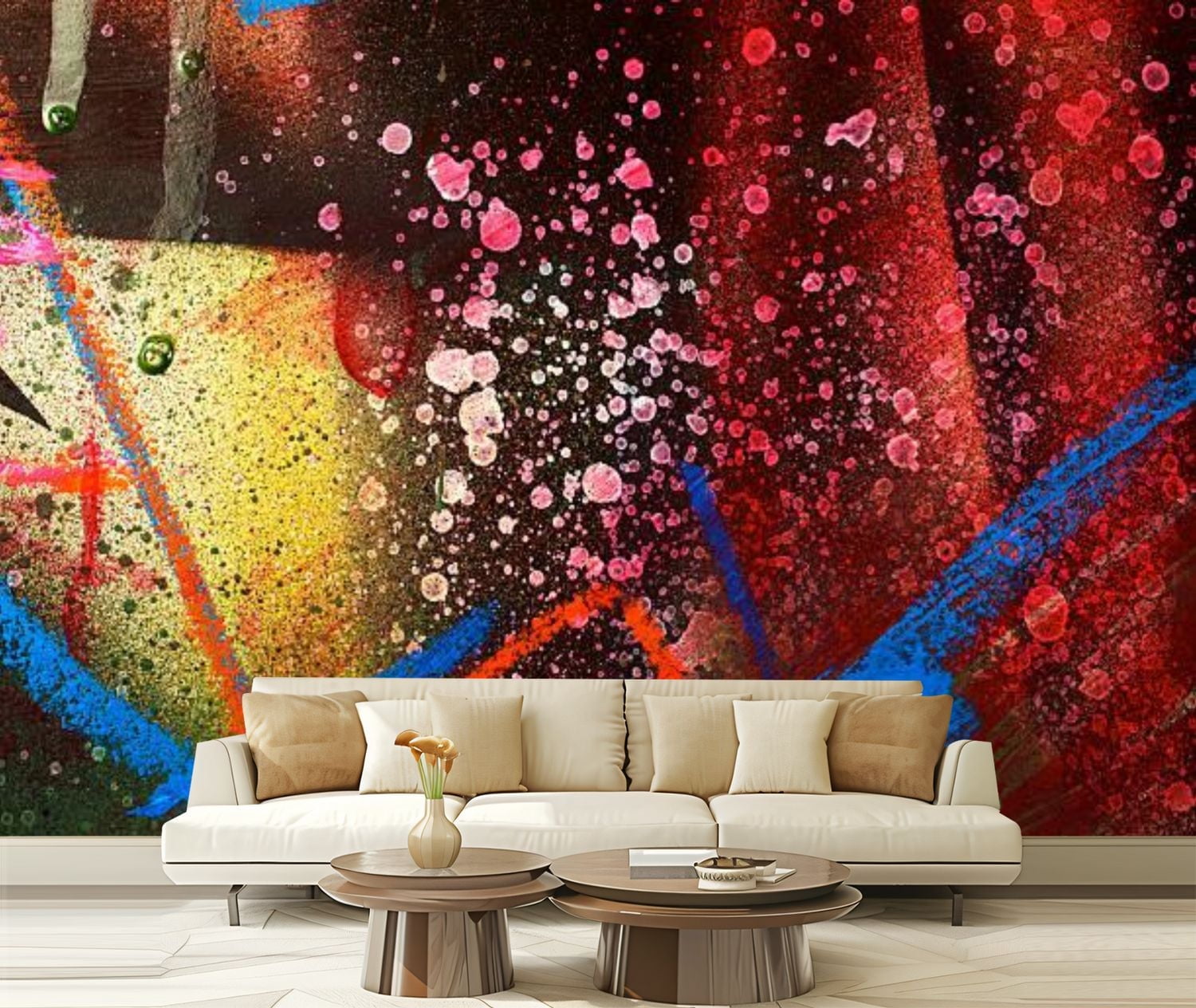 Peel and Stick Canvas Wallpaper Abstract Graffiti Paint Splatter Modern ...