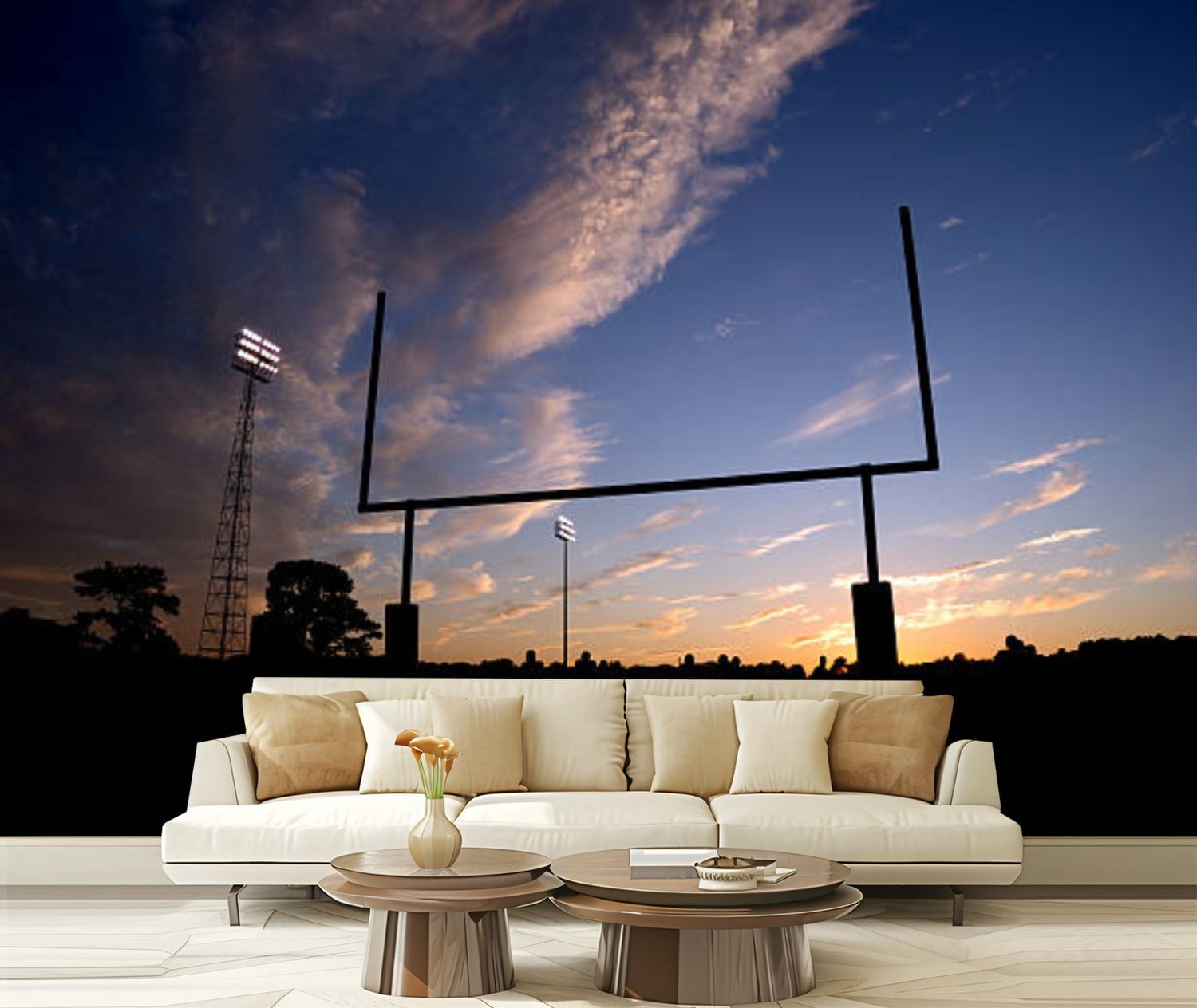 Peel and Stick Canvas Wallpaper American Football Goal Post Stadium ...
