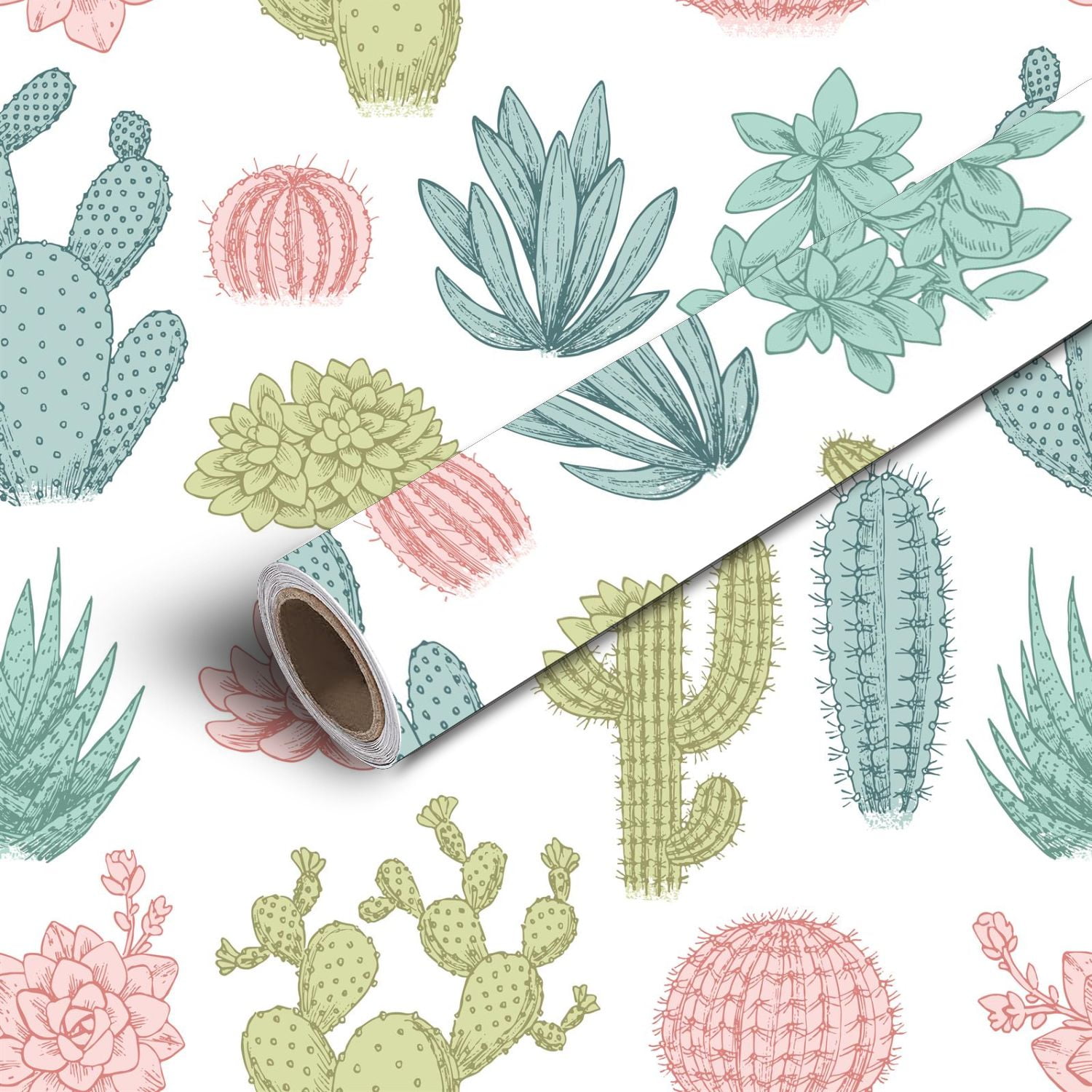 Peel and Stick Canvas Wallpaper Art Wall Mural Cactus seamless pattern ...