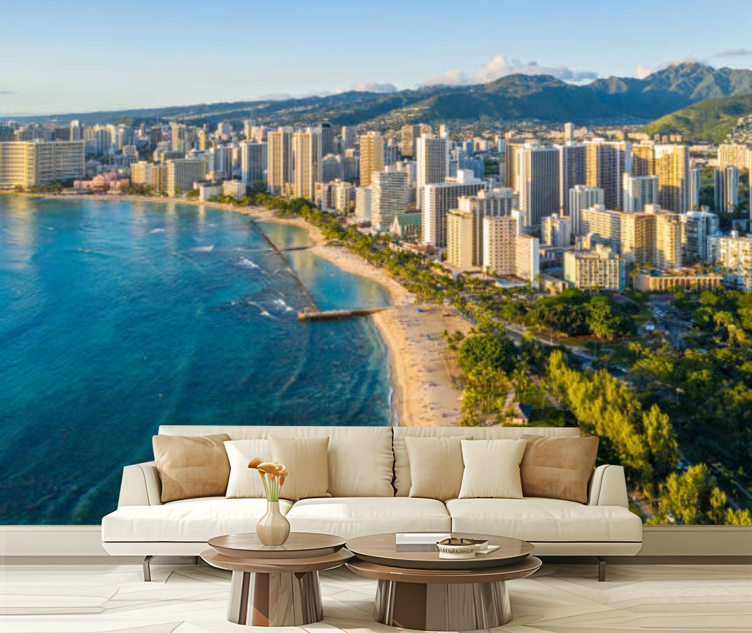 Peel and Stick Canvas Wallpaper Beach Honolulu Hawaii Ocean Modern Art ...
