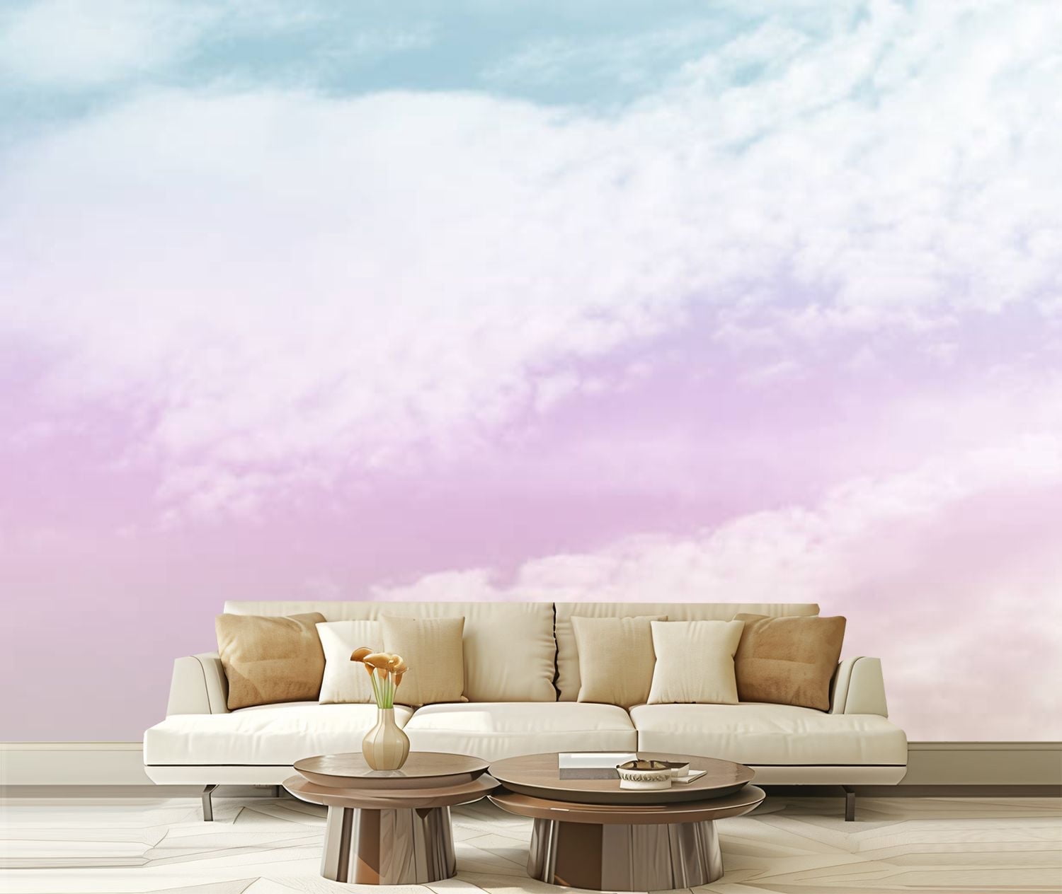 Peel and Stick Canvas Wallpaper Beautiful sky clouds pastel tones ...