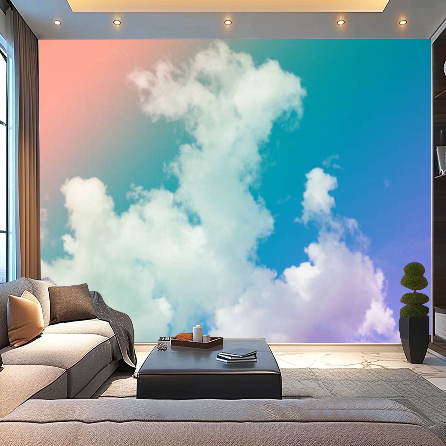 Peel and Stick Canvas Wallpaper Colorful sky clouds heaven Modern Art ...