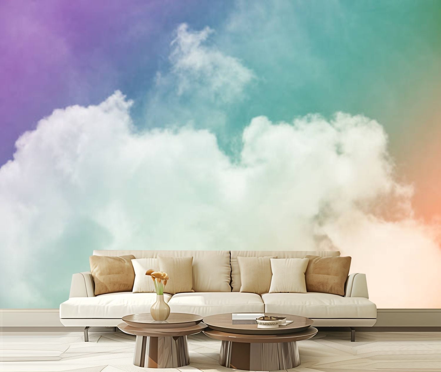 Peel and Stick Canvas Wallpaper Colorful sky clouds heaven Modern Art ...