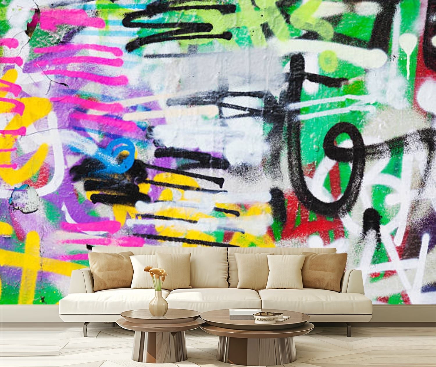 Peel and Stick Canvas Wallpaper Detail graffiti Art vandalism Modern ...