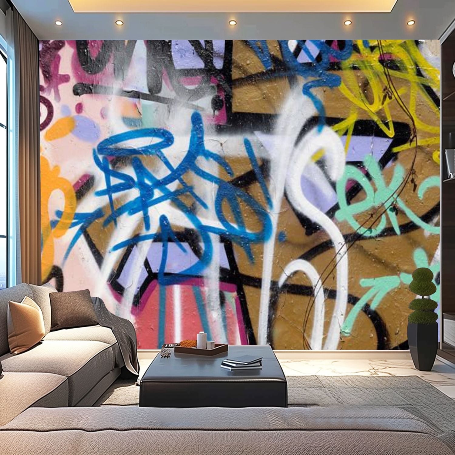 Peel and Stick Canvas Wallpaper Graffiti Vandalism Modern Art Wall ...