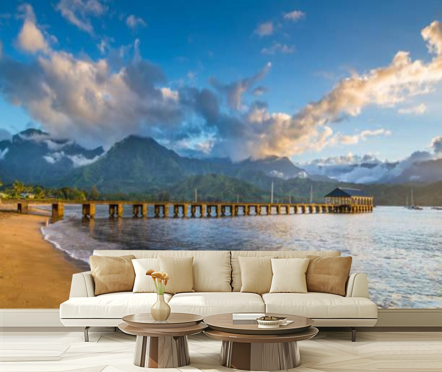 Peel and Stick Canvas Wallpaper Hanalei Beach Kauai Hawaii Modern Art ...