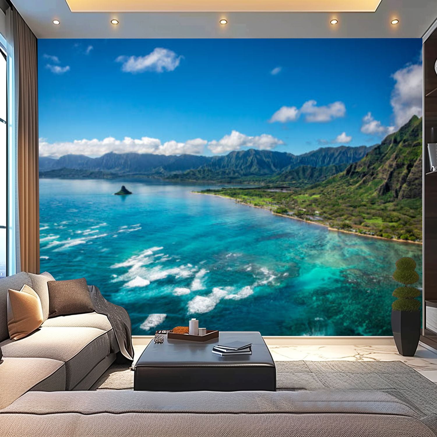 Peel and Stick Canvas Wallpaper Hawaii Aerial Seascape Modern Art Wall ...